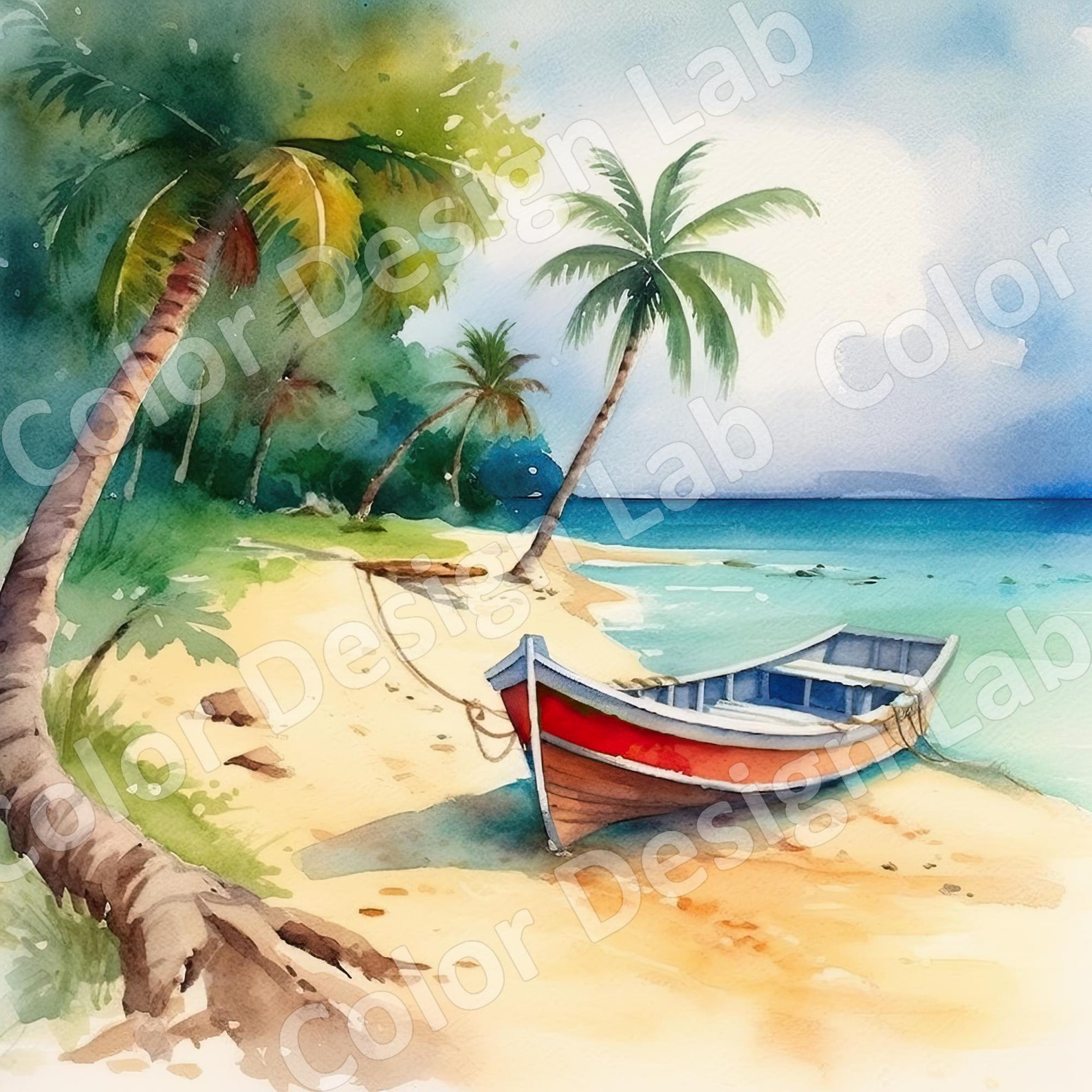 Tropical Beach Boat Scene Printable Wall Art Set of 8 - Etsy