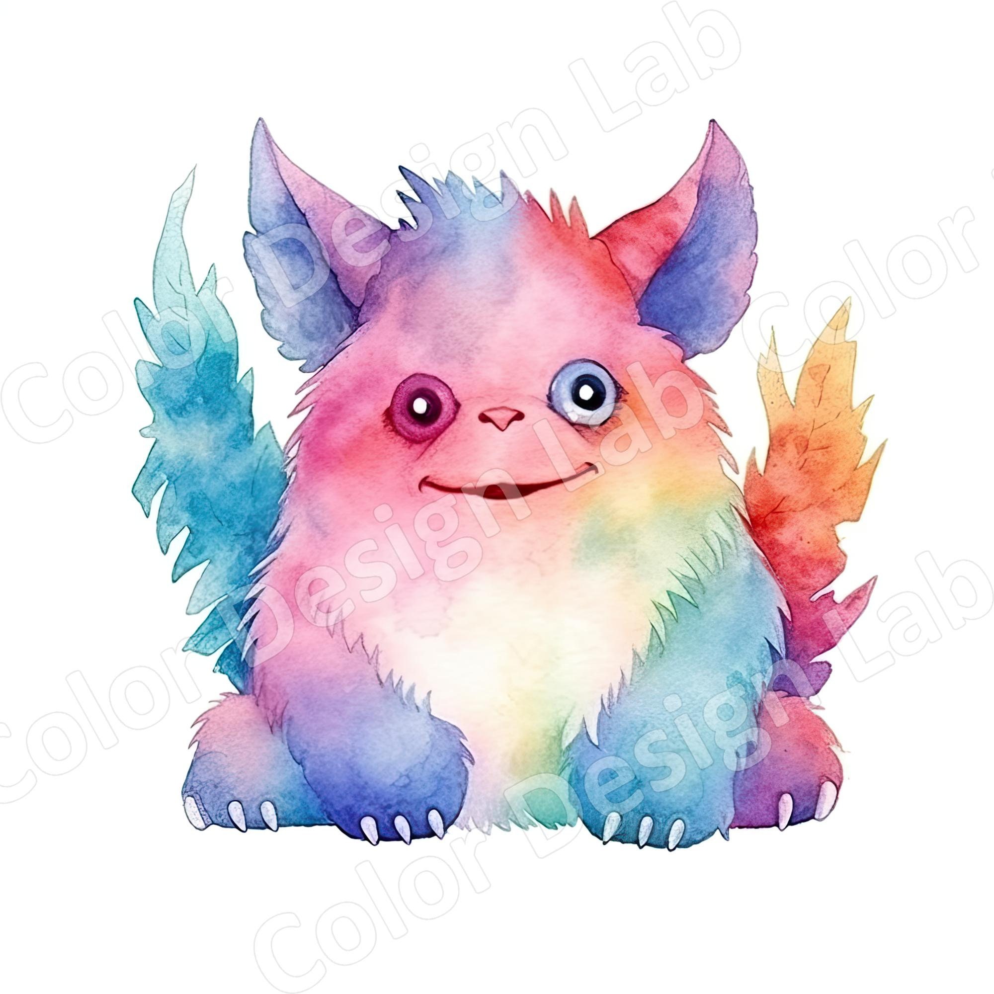 Fluffy Monster Clipart, Set of 8 High Resolution PNG Files, Digital ...