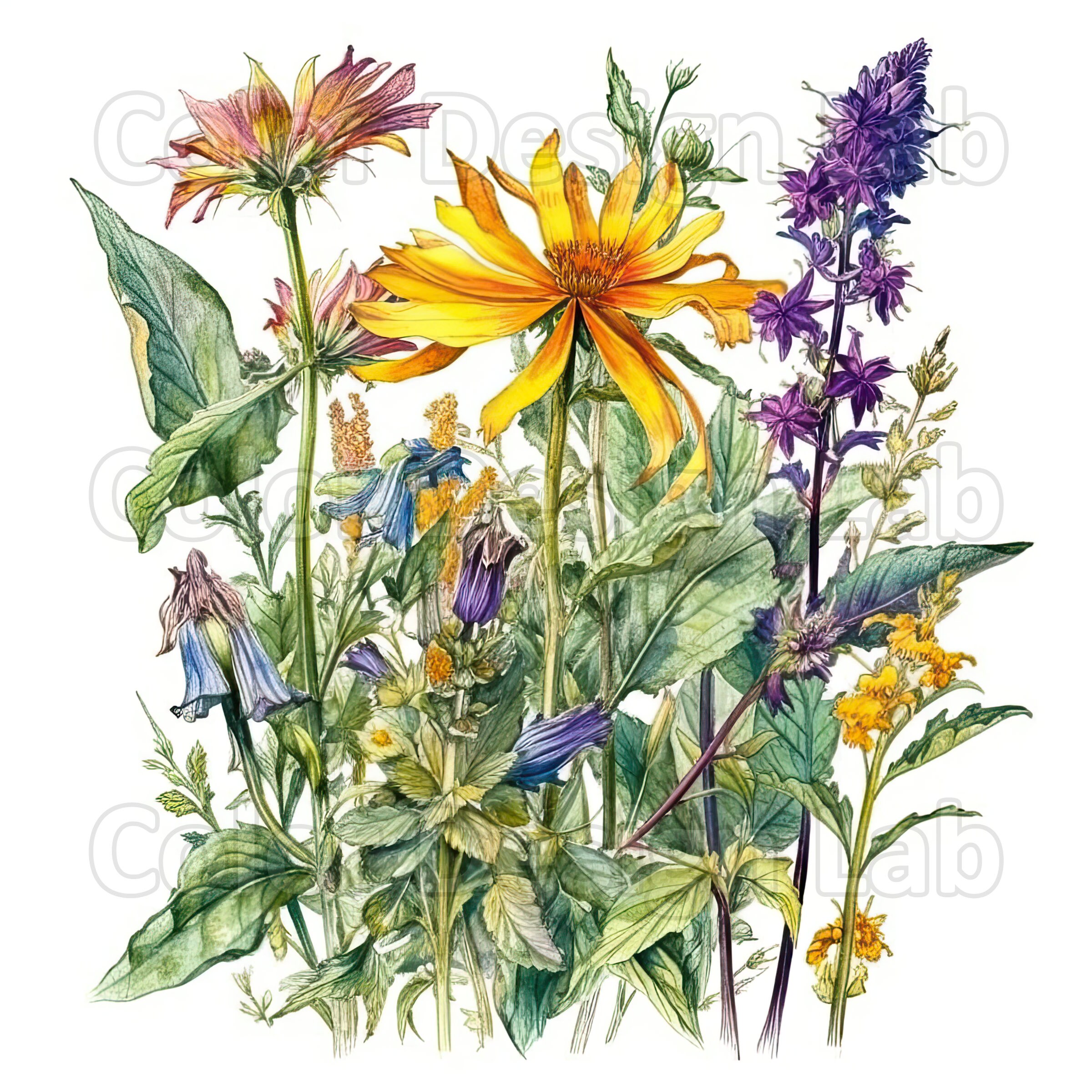 Wildflower Sketch Clipart Set of 8 High-quality Hand-drawn - Etsy