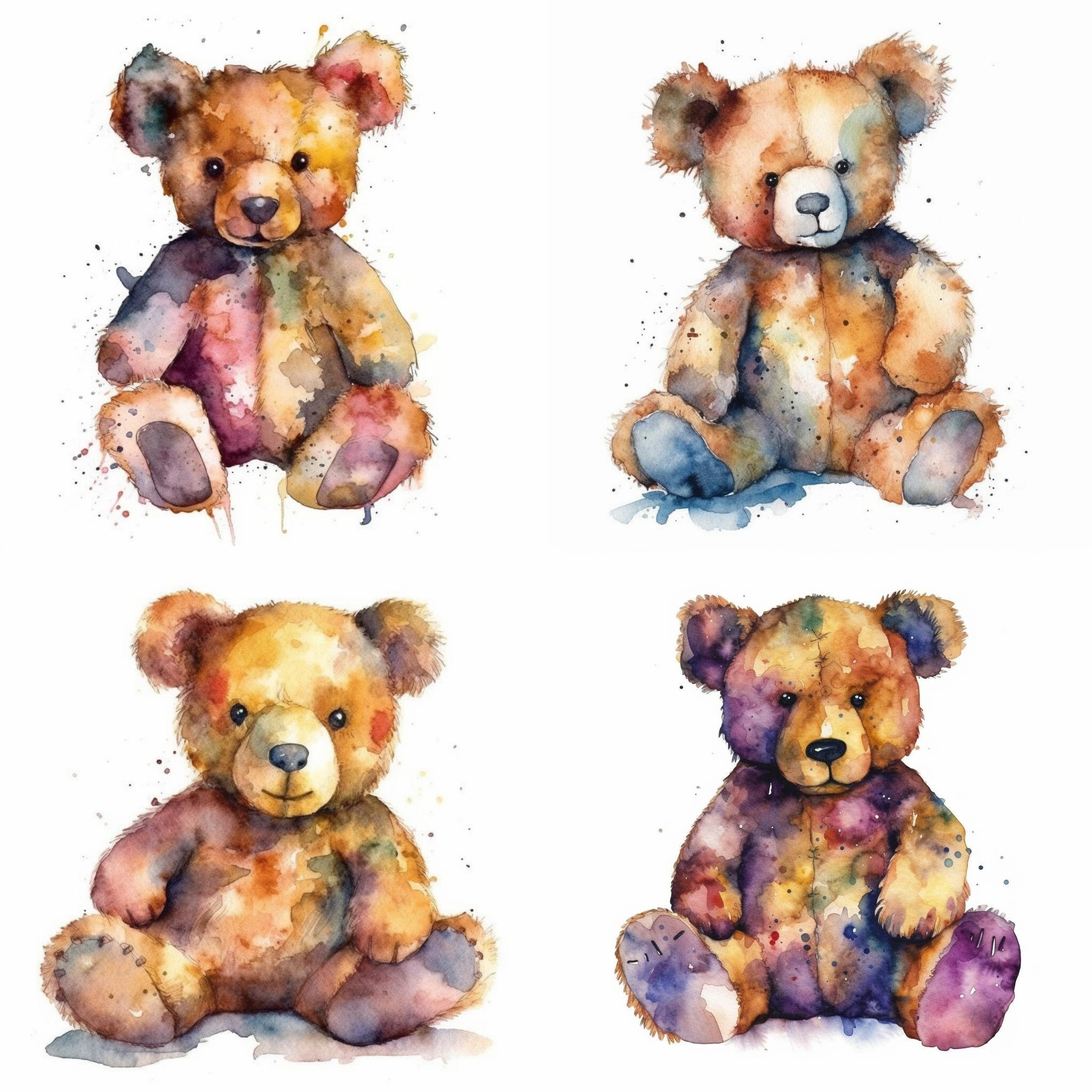 Teddy Bear Printable Clipart Bundle Set of 8 Bears PNG High - Etsy
