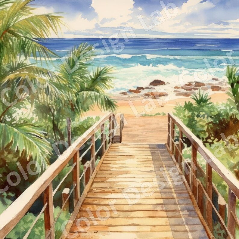 Tropical Beach Boardwalk Clipart Set 8 High-resolution PNG - Etsy