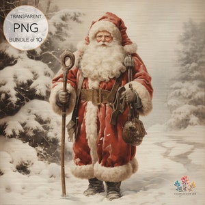 Victorian Vintage Santa Clipart: Classic St. Nicholas Illustration ...