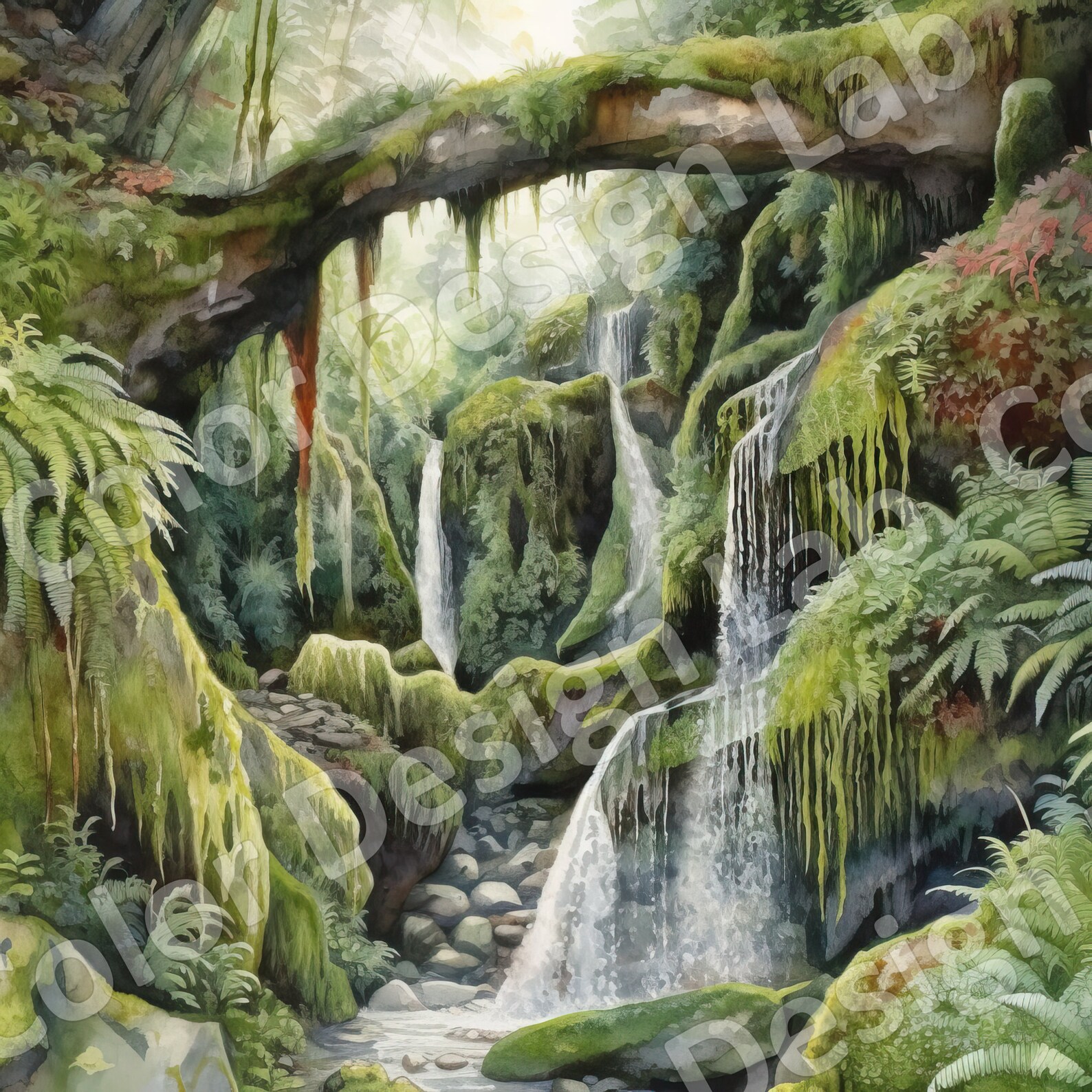 Enchanted Forest Waterfall Digital Download Set of 4 - Etsy