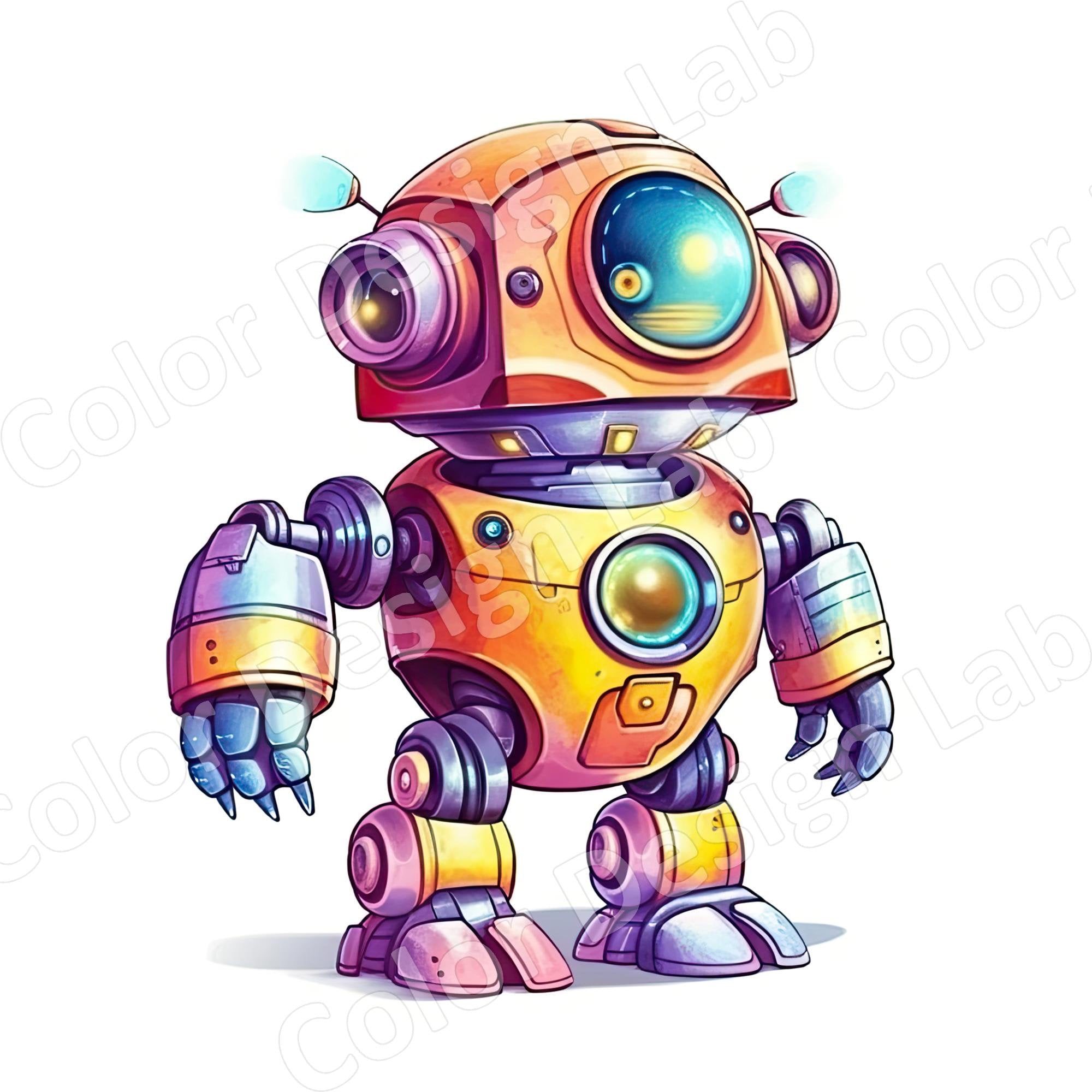 Cute Robot Clipart 8 High-resolution Pngs Digital Download - Etsy