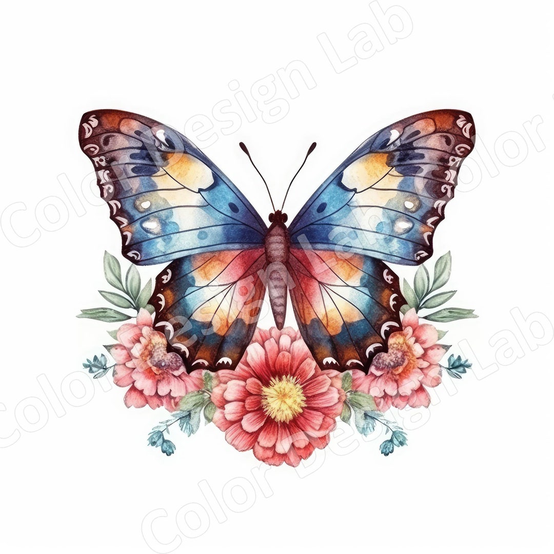 Butterfly on Wildflowers Printable Wall Art, Set of 8 High-resolution ...