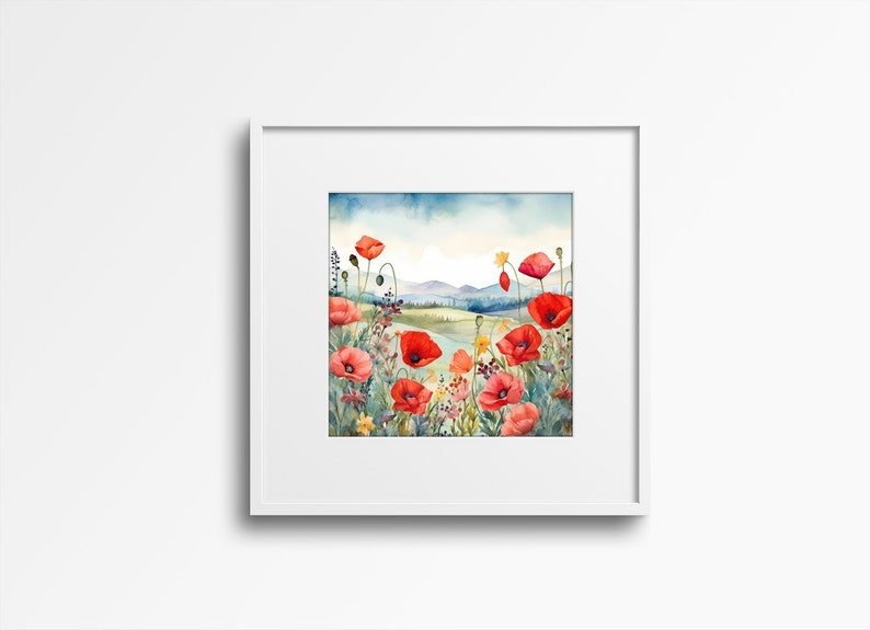 Field of Poppies Printable Clipart Set 8 High-resolution PNG - Etsy