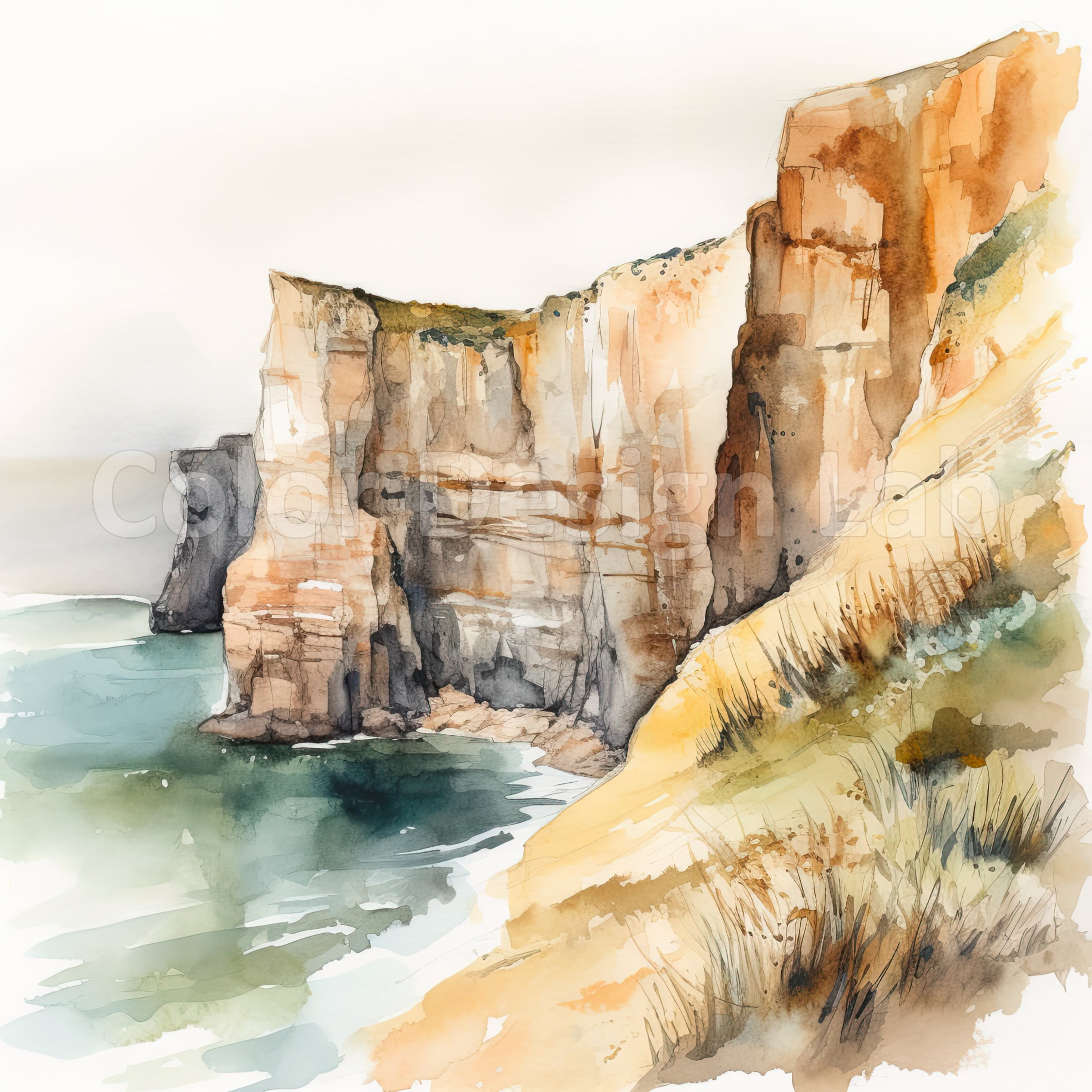 Windswept Cliffs Clipart, Set of 8 Printable Art Pngs, High-resolution ...