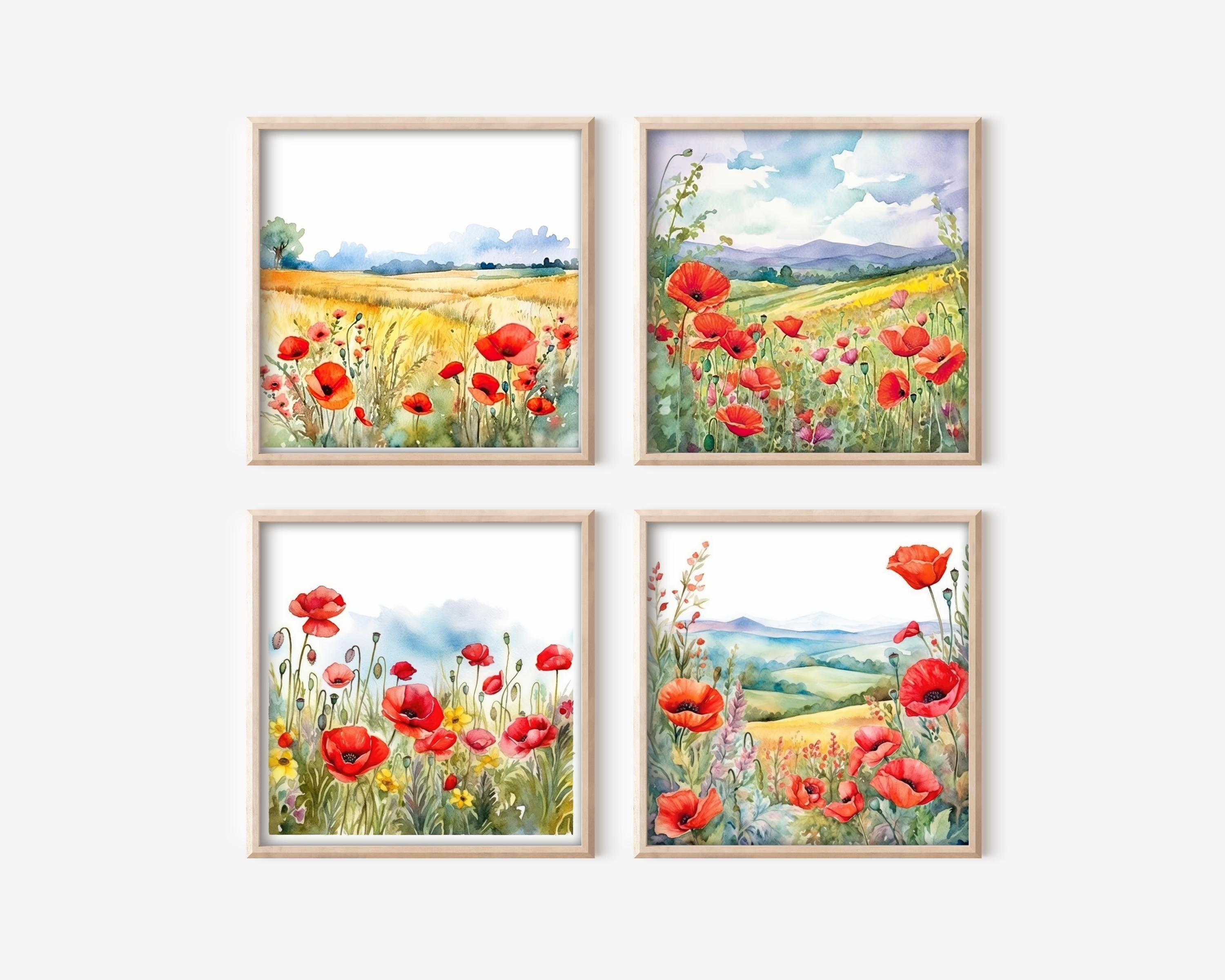 Field of Poppies Printable Clipart Set 8 High-resolution PNG - Etsy