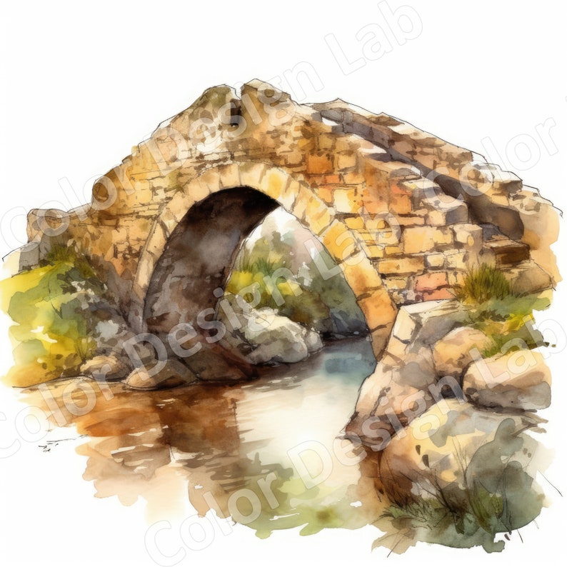 Rustic Stone Bridge Printable Clipart High-resolution Digital - Etsy