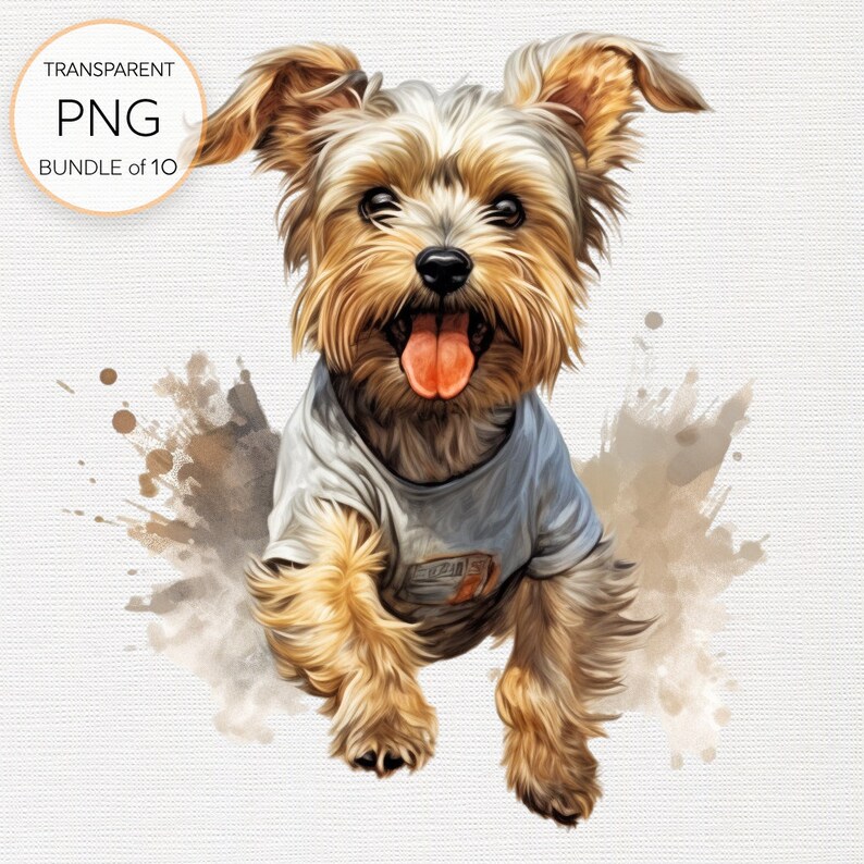 Yorkie Prancing Clipart Dog Clip Art Pet Clip Art Cute - Etsy