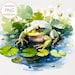 Frog on Lily Pad Clipart Adorable Amphibian Illustration PNG, Pond Life ...