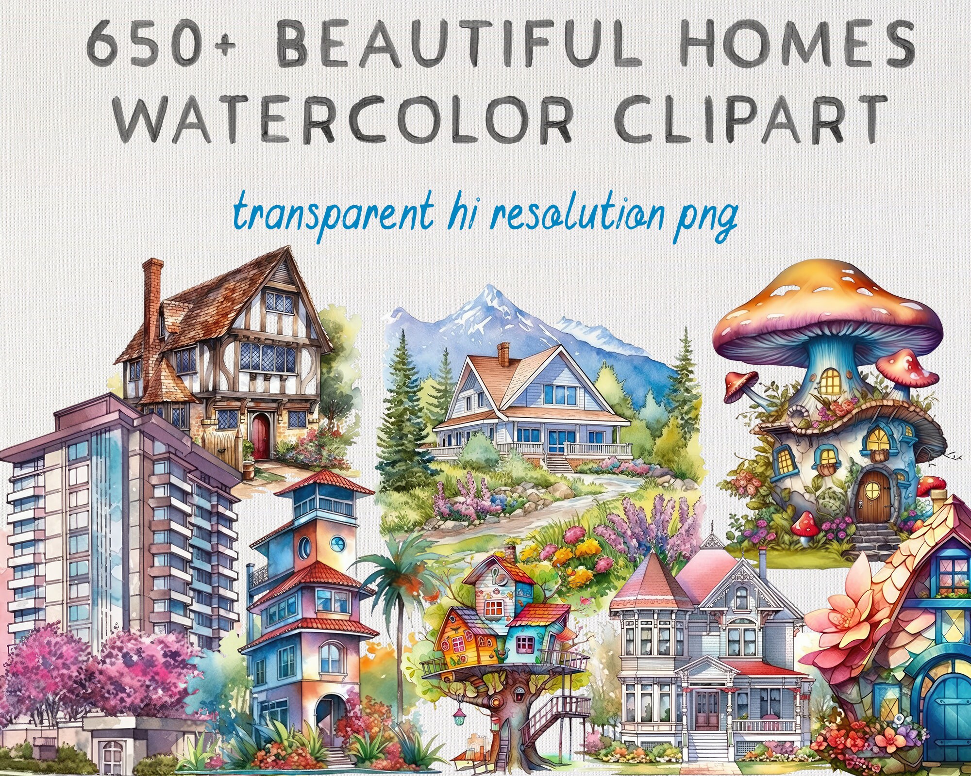 650+ House Clipart Bundle PNG Images, Digital Scrapbooking, Card Making ...