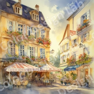 Vintage European Cafe Printable Clipart, Set of 4 PNG High-resolution ...