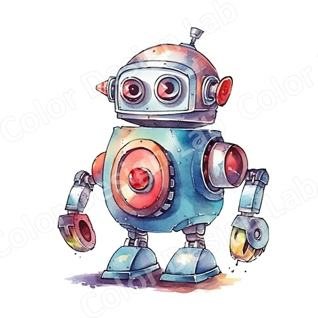 Cute Robot Clipart, 8 High-resolution Pngs, Digital Download ...
