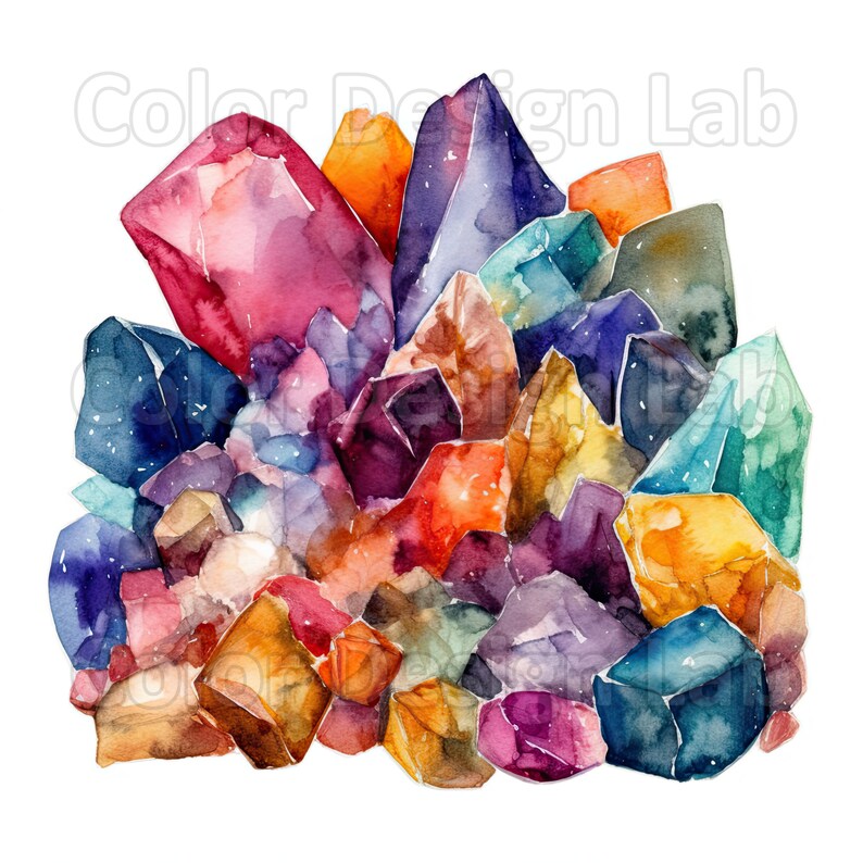 Colourful Crystal Printable Clipart Gemstone Set of 8 PNG - Etsy