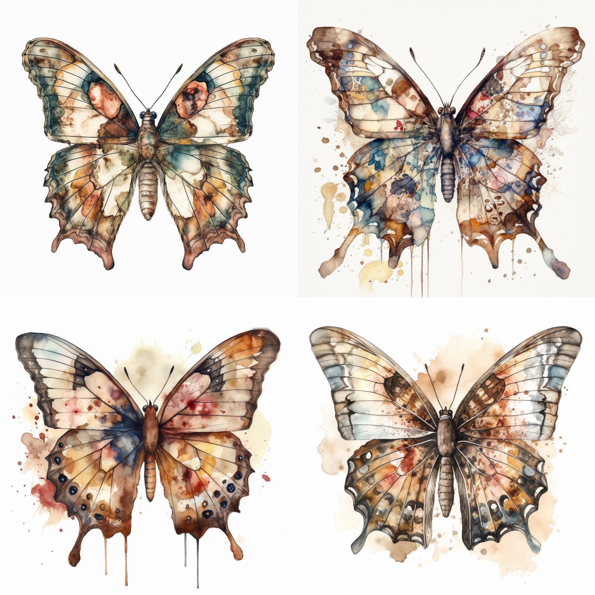 Intricate Butterfly Printable Clipart 8 Colorful Butterflies - Etsy