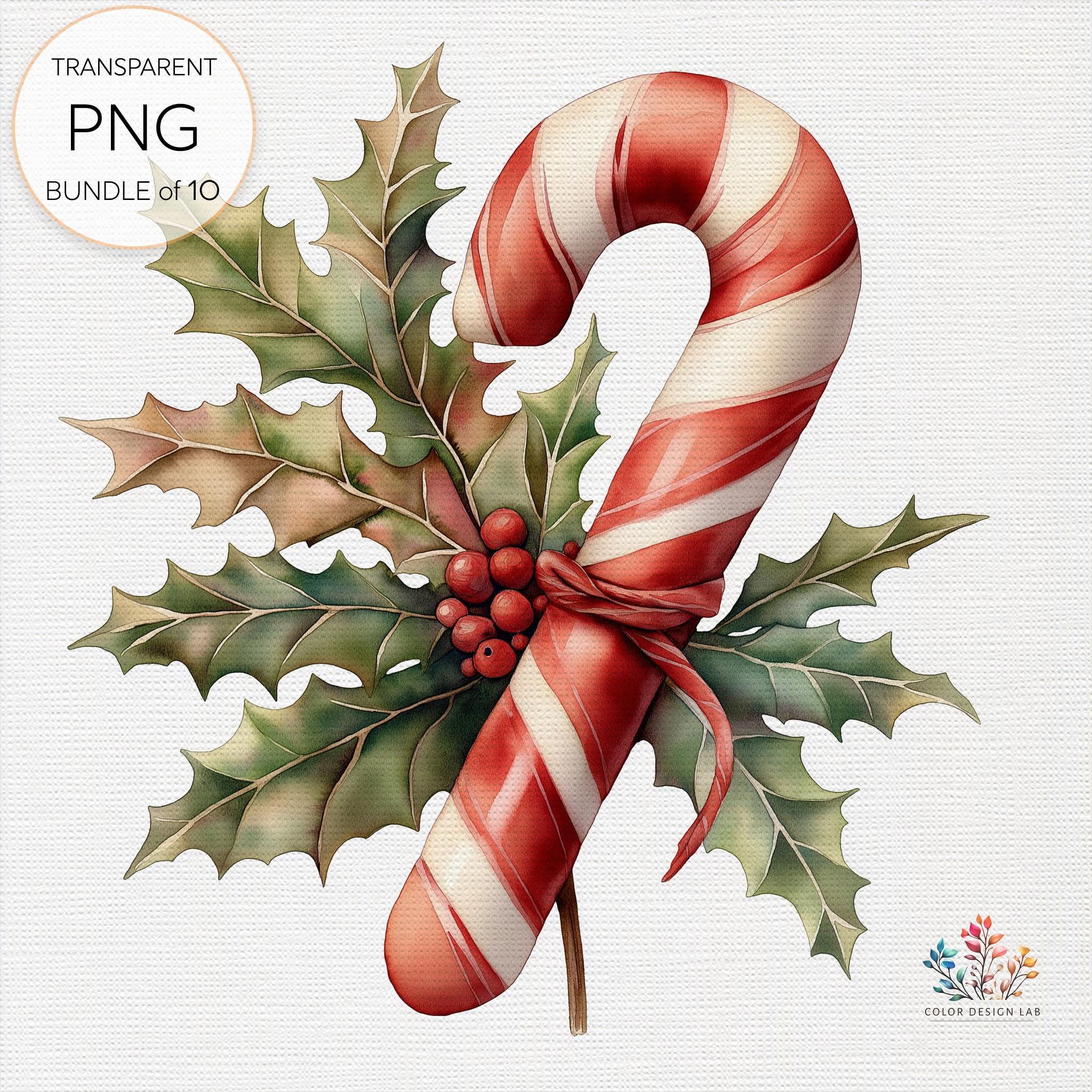 Christmas Candy Cane Clipart - Sweet Holiday Treats, Watercolor Candy ...