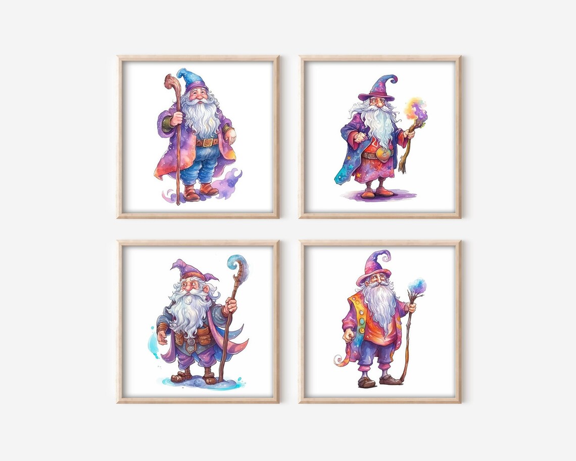 Cartoon Wizard Clipart 8 High-resolution PNG Images Digital - Etsy