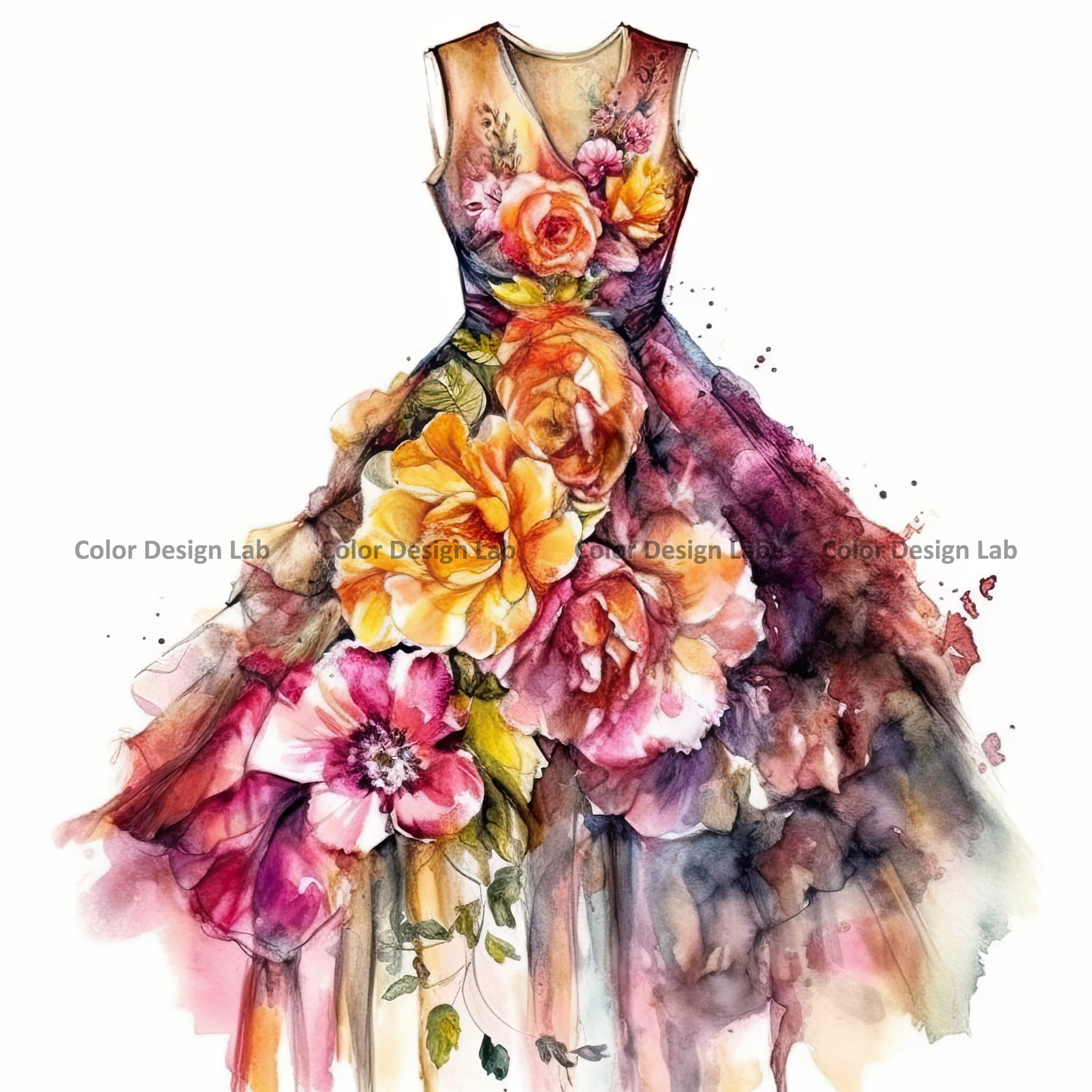 Flower Dress Clipart Set of 12 High-quality Floral PNG - Etsy