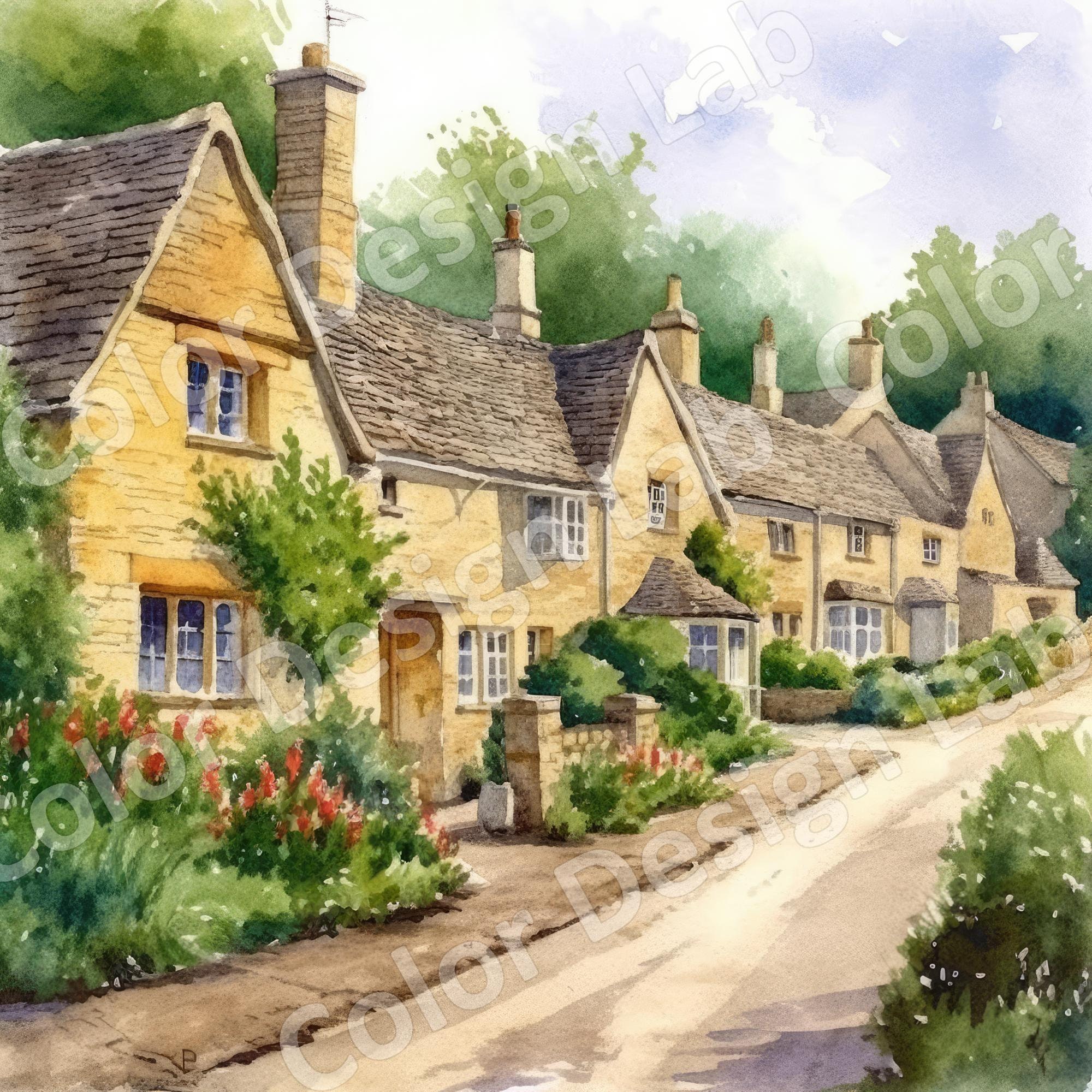 Cotswold Villages, England Clipart Set, 8 High-resolution PNG Images ...