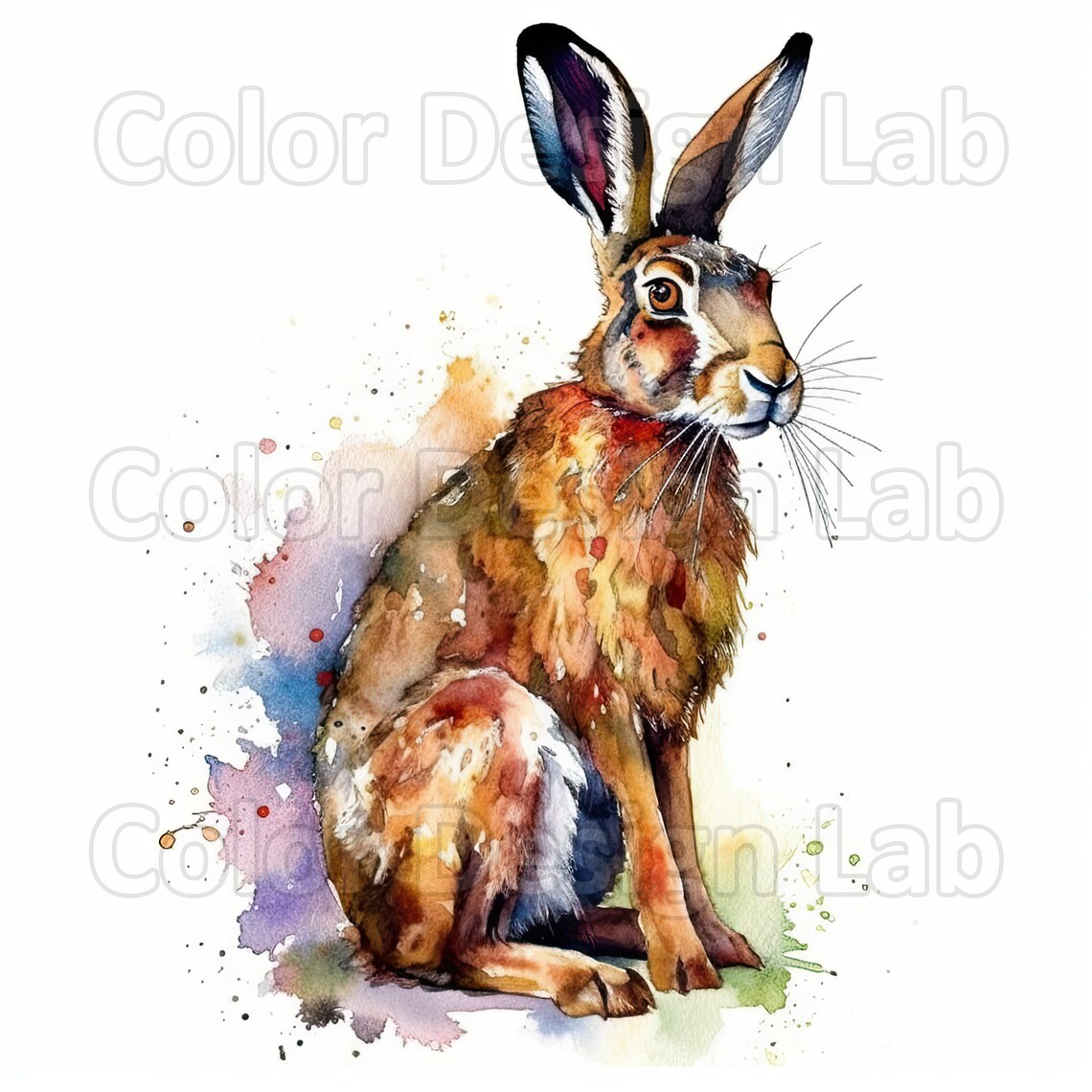 Hare Clipart Set of 8, High-quality PNG, Watercolor Hare Instant ...
