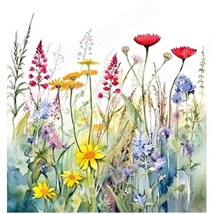 Wildflower Meadow Printable Wall Art Bundle, 8 High-resolution Pngs ...