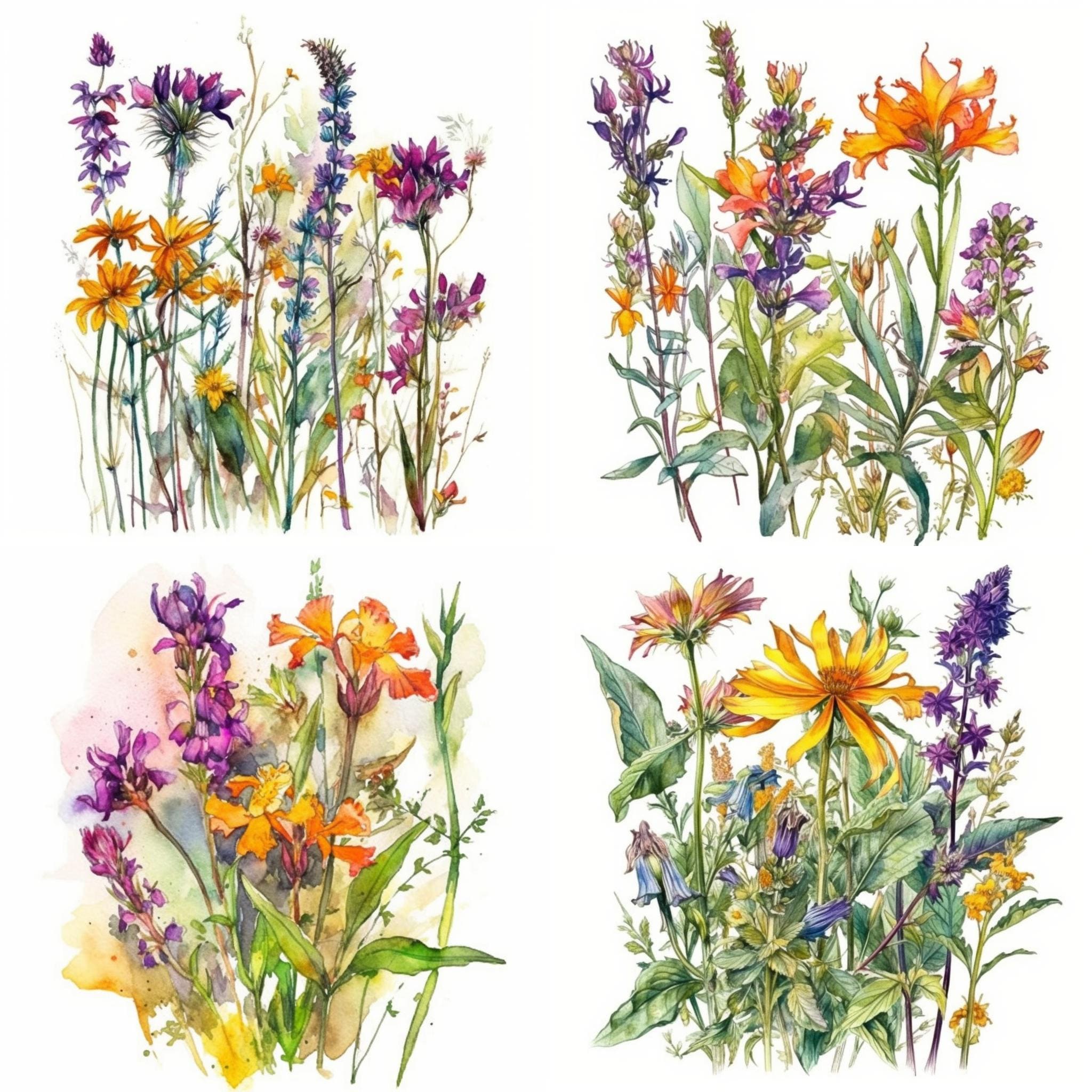 Wildflower Sketch Clipart Set of 8 High-quality Hand-drawn - Etsy