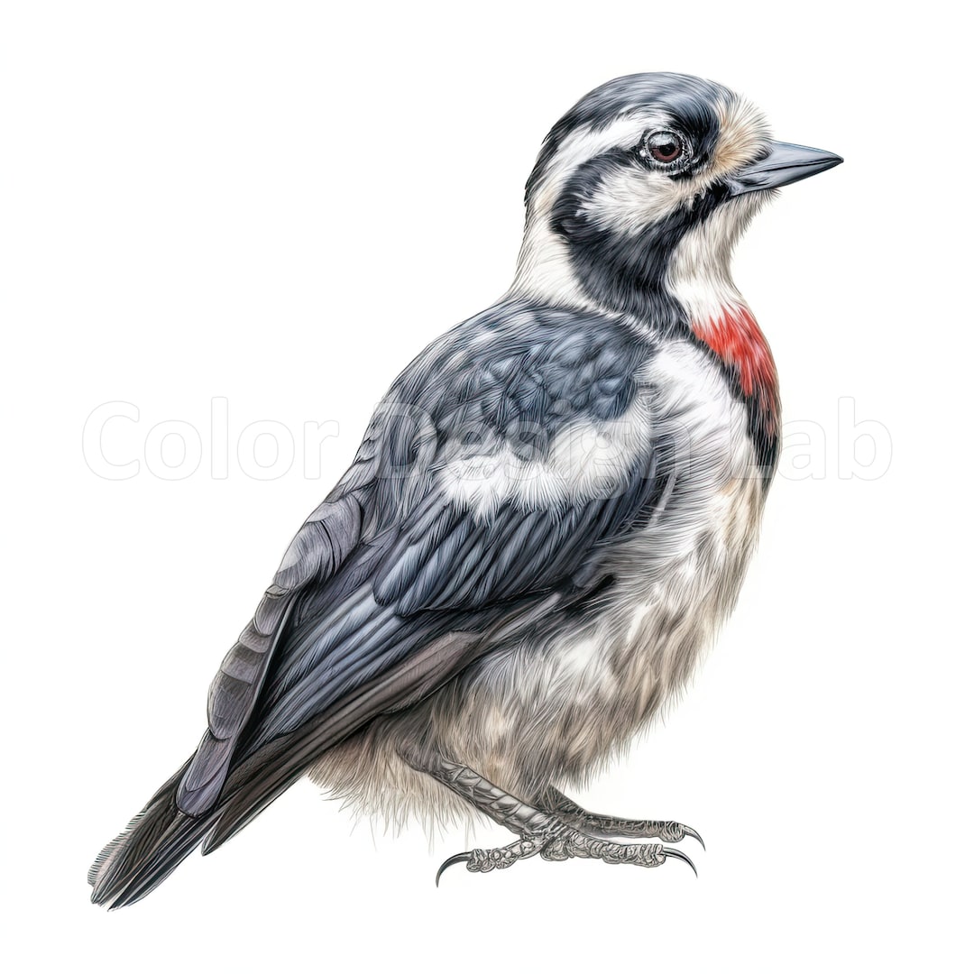 Downy Woodpecker Printable Clipart - Set of 8 PNG Art, Digital Download ...