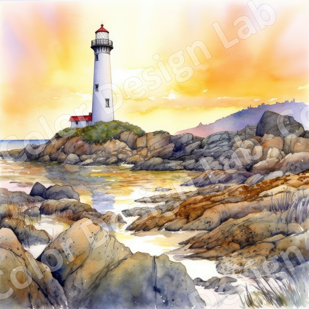 Majestic Lighthouse Shore Digital Download, Set of 4 High-resolution ...