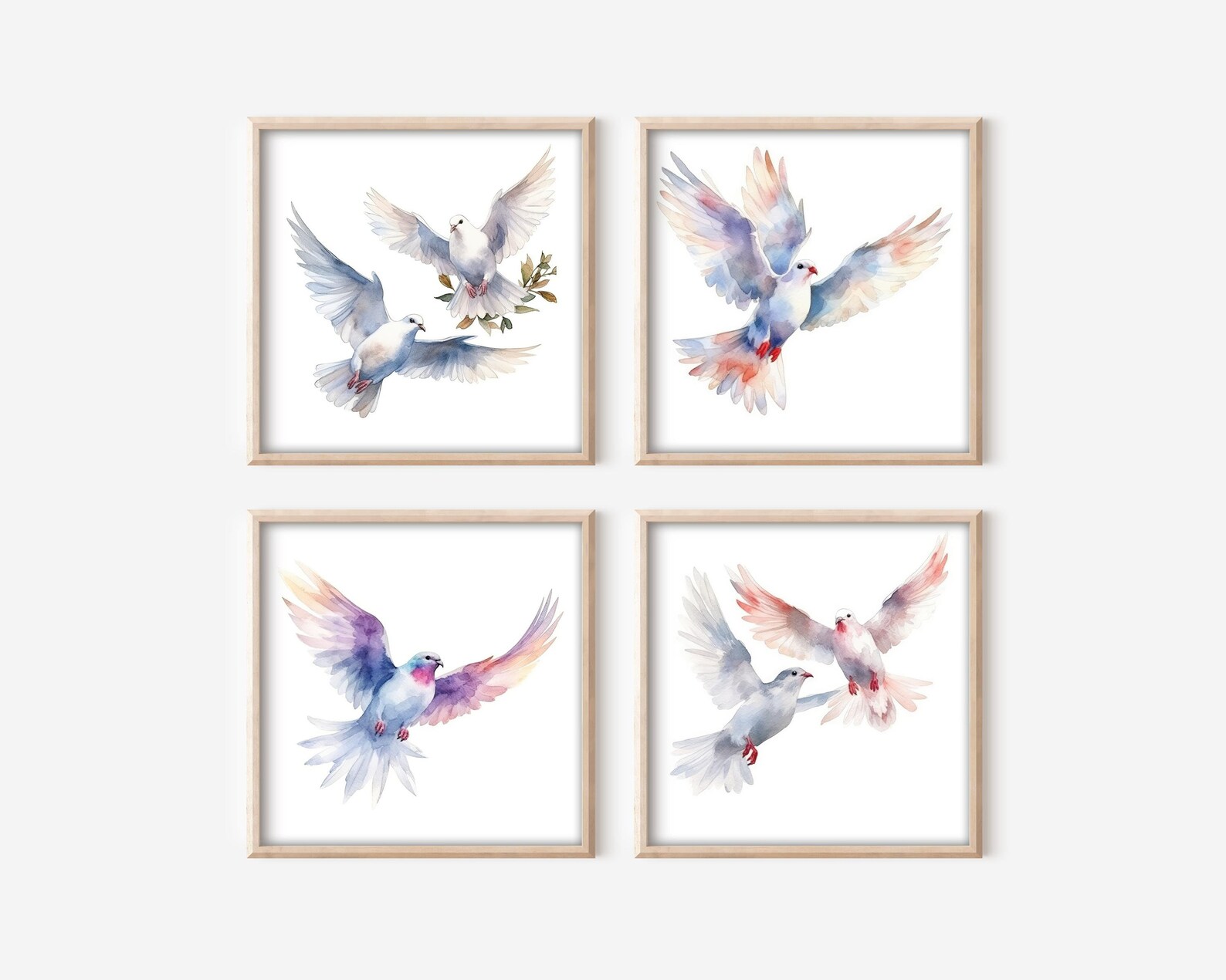 Doves in Flight Printable Clipart Set, 8 High-resolution PNG Images ...