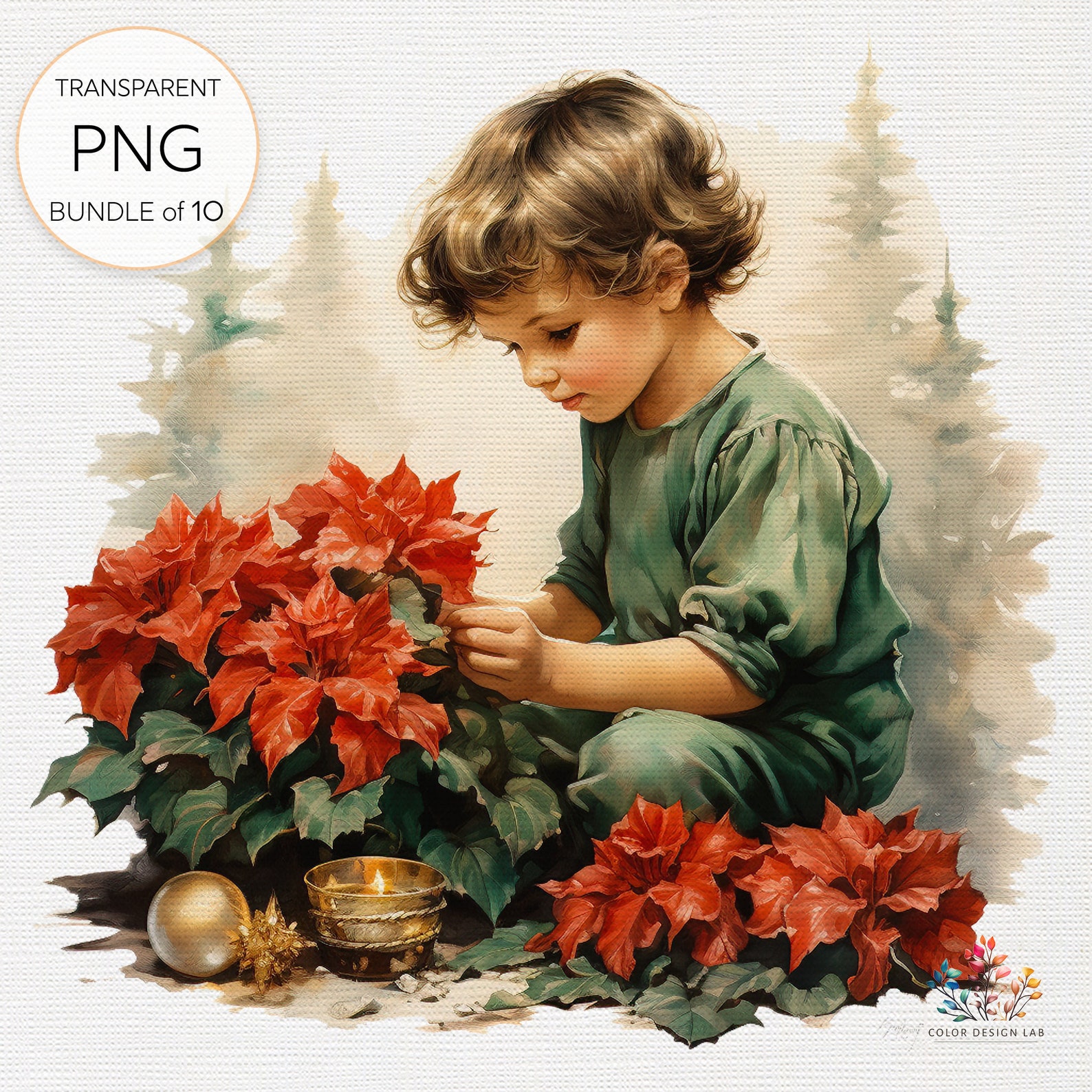 Vintage Christmas Spirit Clipart - Angelic, Candlelight & Gift ...