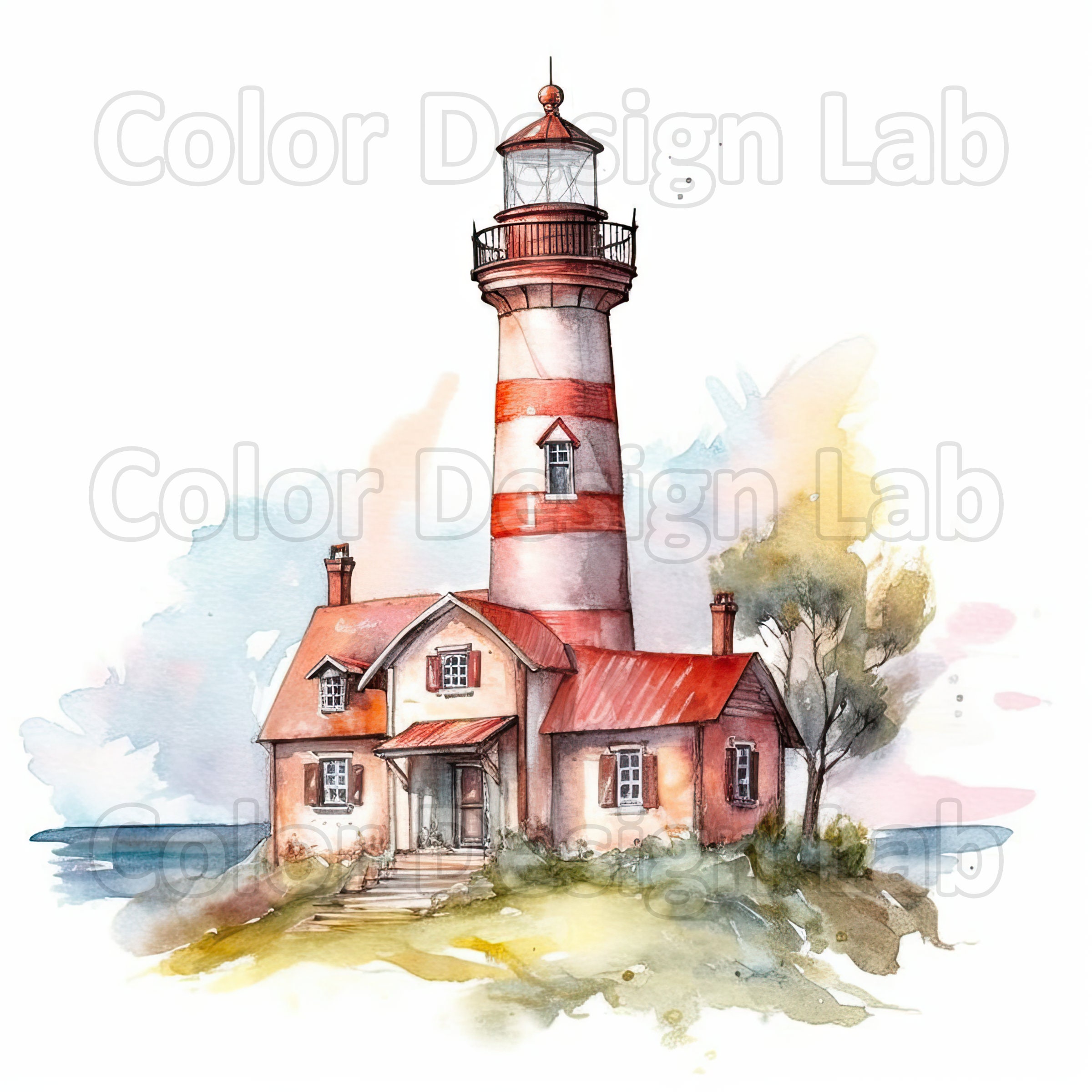 Sketched Lighthouse Clipart, Set of 8 Lighthouse Art PNG, Digital ...