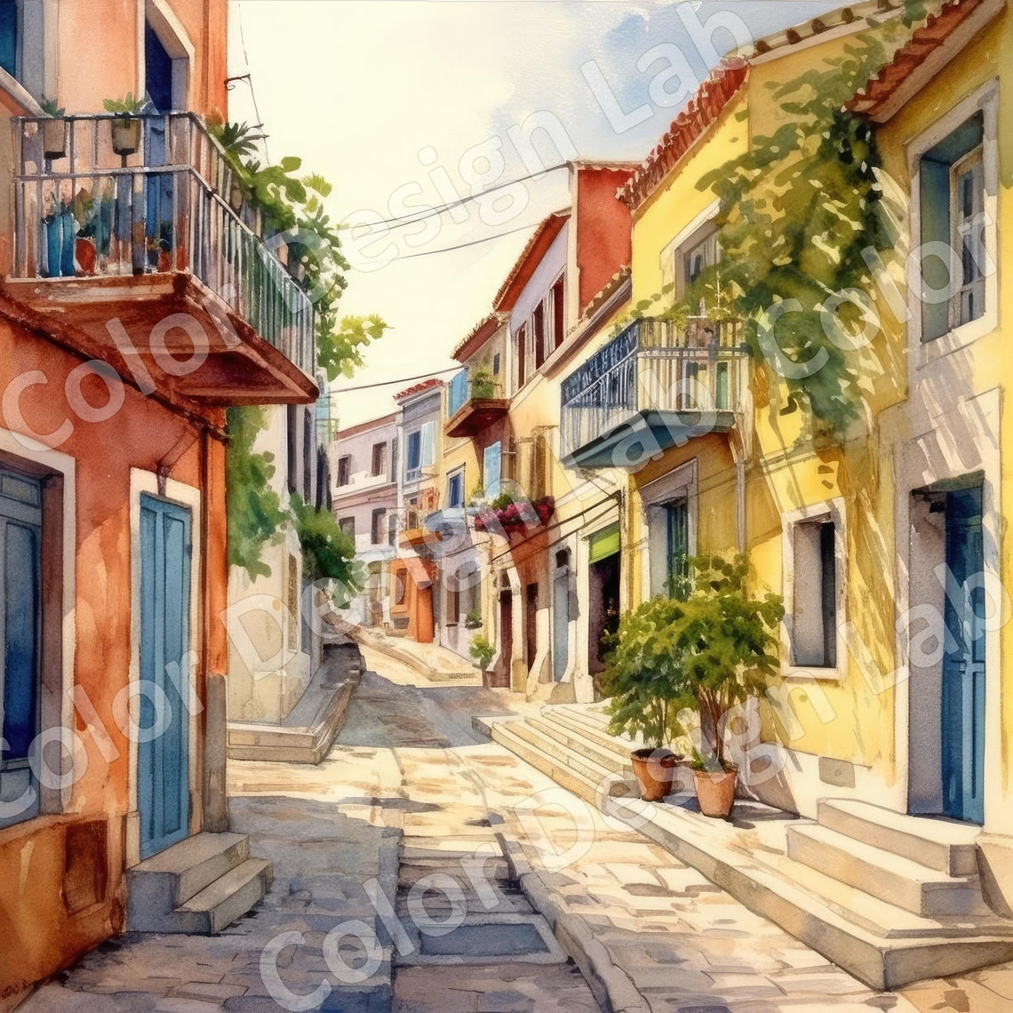Plaka District, Athens, Greece Printable Wall Art Download, Set of 8 ...