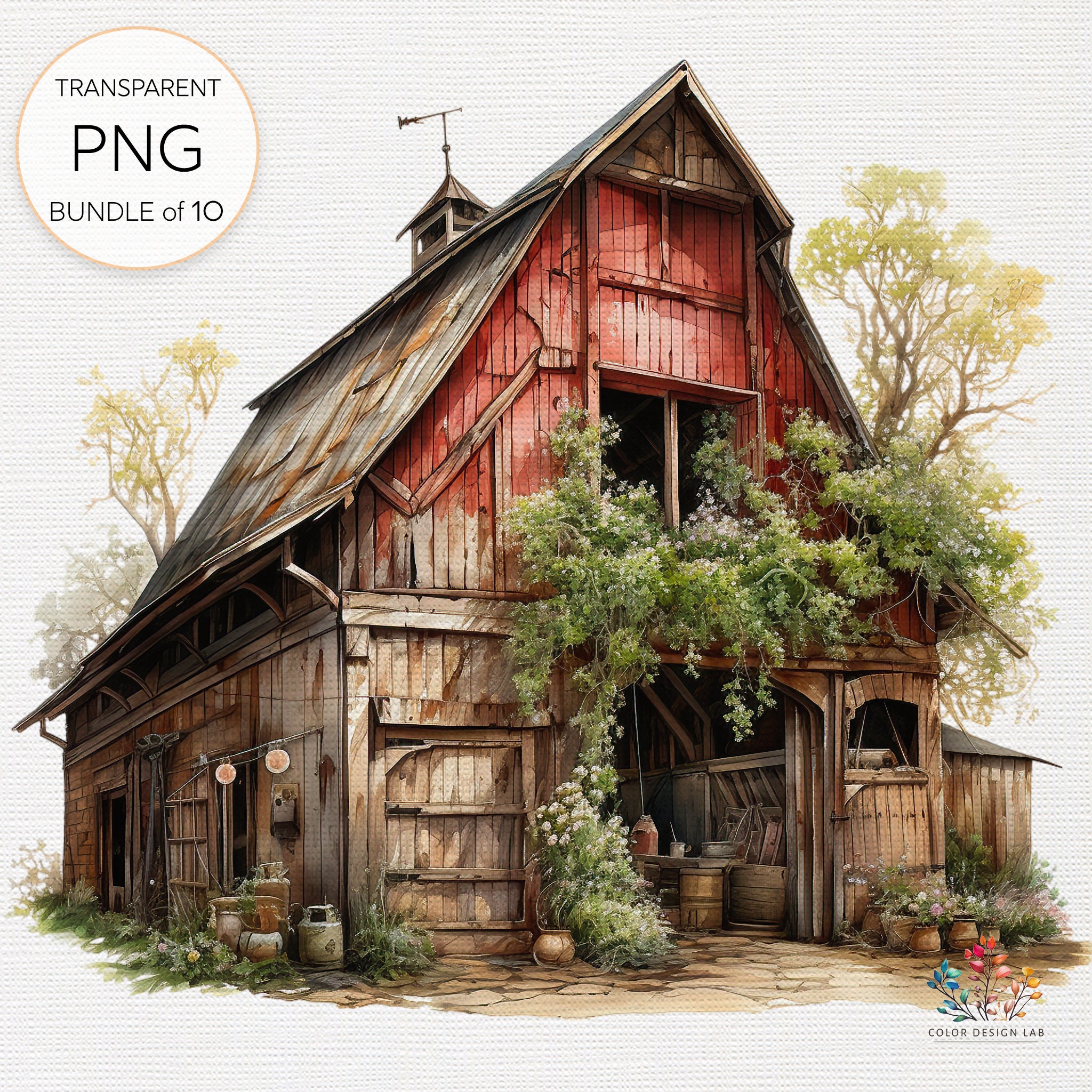 Old Barn Clipart: Rustic Countryside Charm Captured in Detailed ...