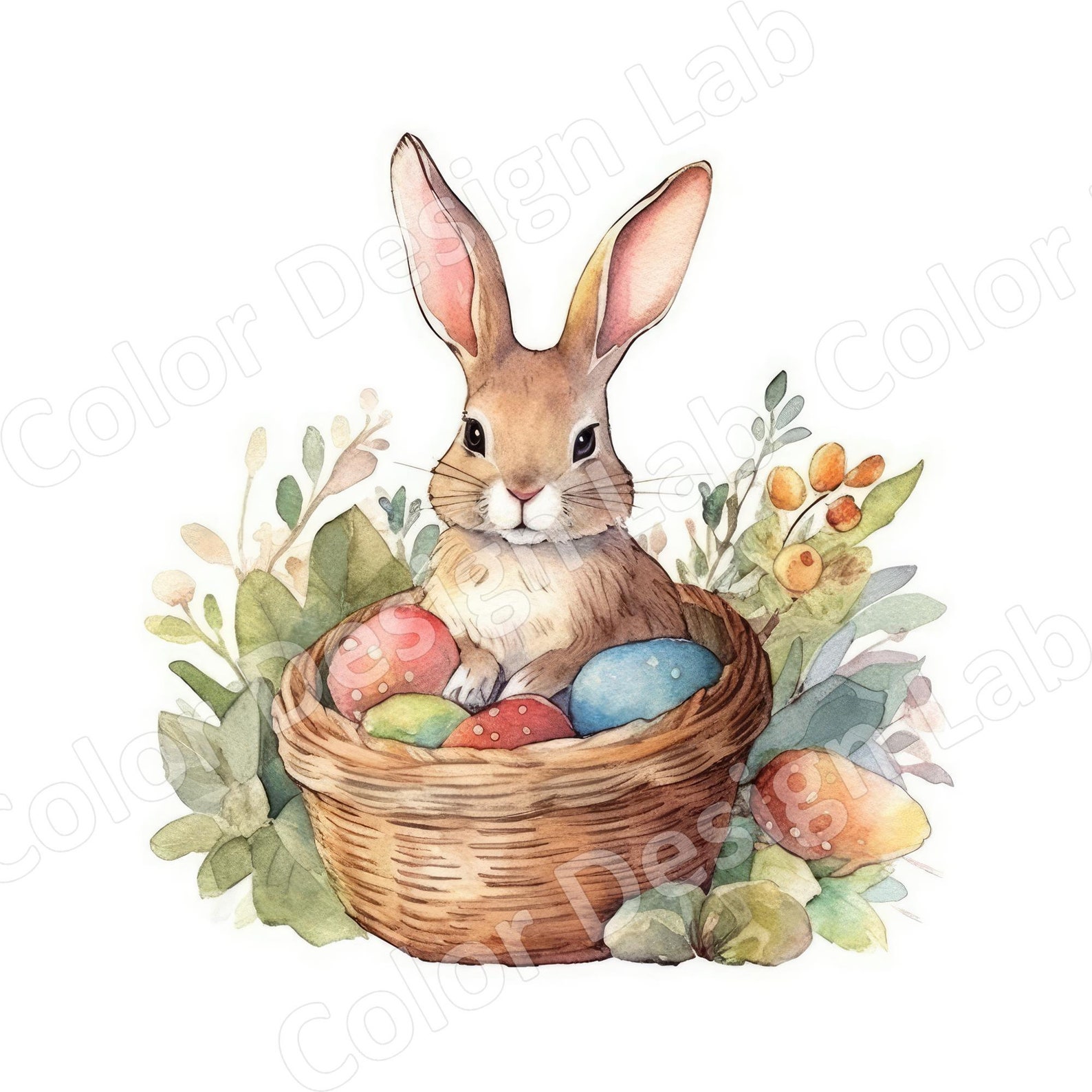 Easter Bunny Basket Clipart Set, 8 High-resolution Pngs, Commercial Use ...