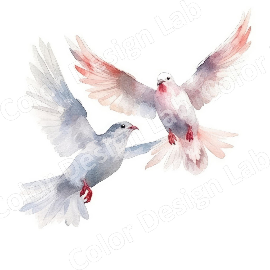 Doves in Flight Printable Clipart Set, 8 High-resolution PNG Images ...