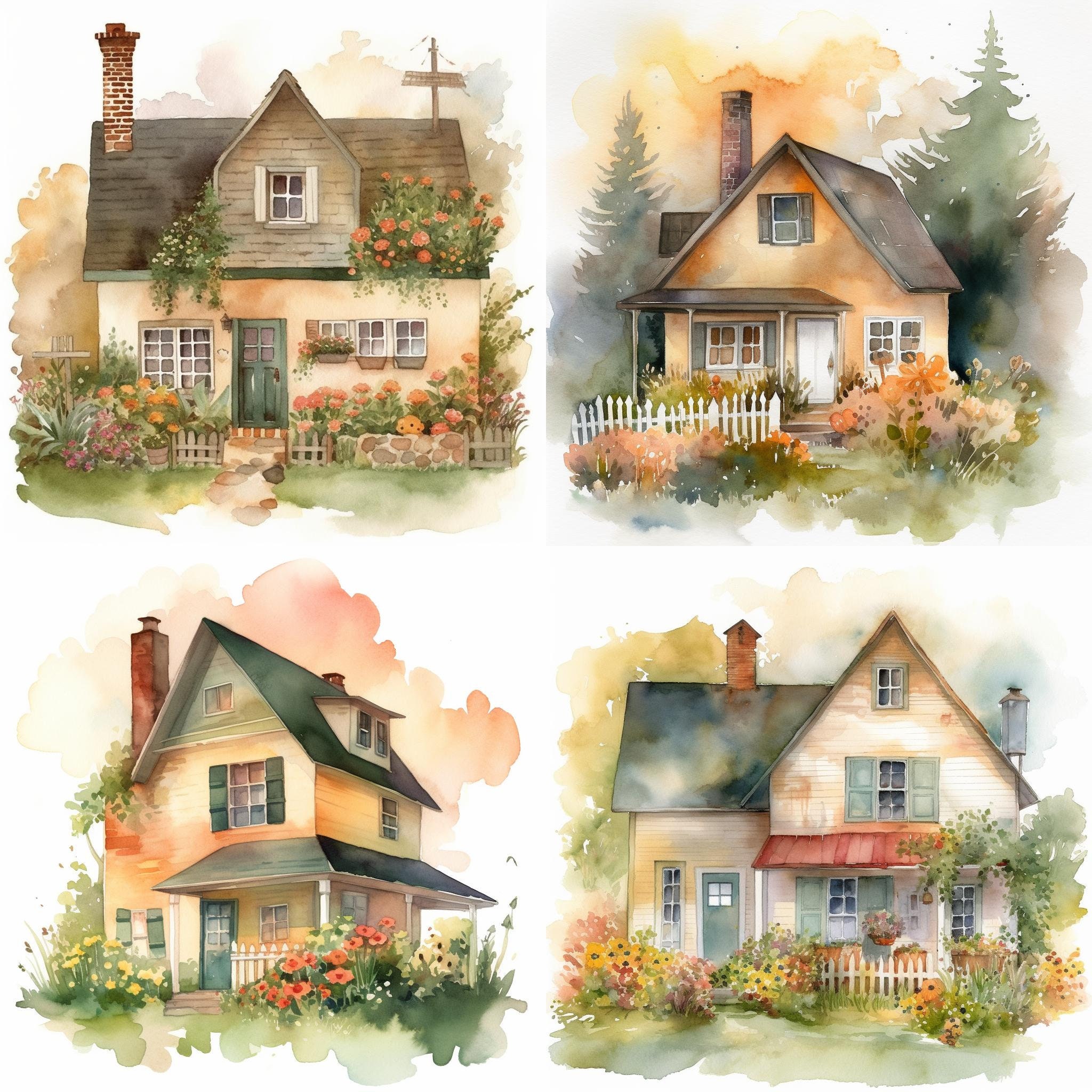 Cozy Cottage Printable Clipart Bundle Set of 8 High-quality - Etsy