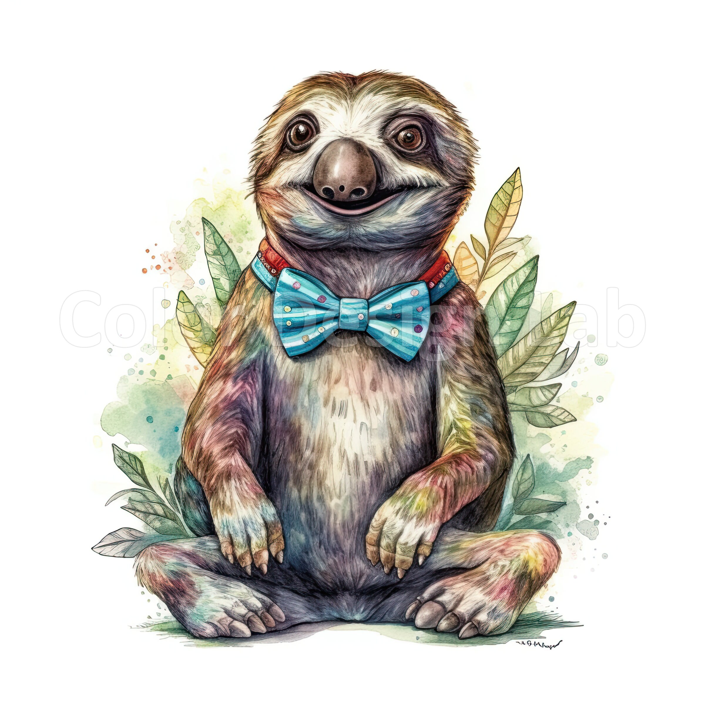 Happy Sloth in Bow Tie Clipart Bundle 8 High-resolution - Etsy