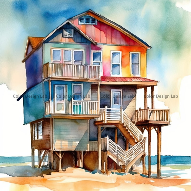 Beach House Clipart 8 High-resolution PNG Images Perfect - Etsy