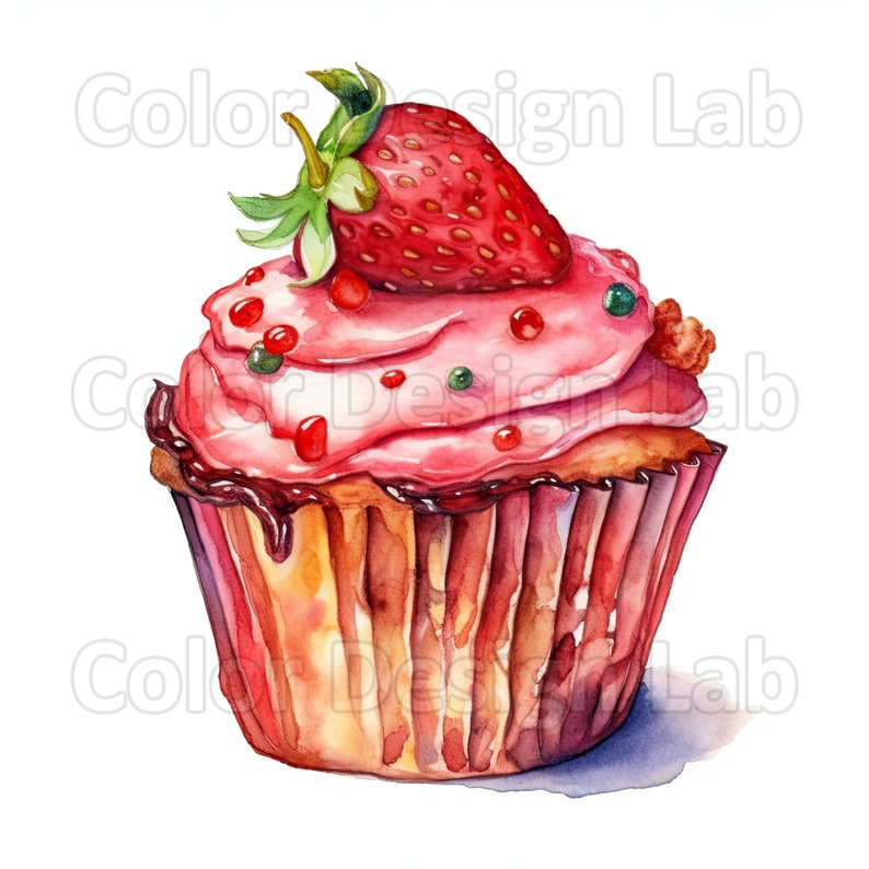 Strawberry Cupcake Printable Clipart 8 Digital Pngs High - Etsy