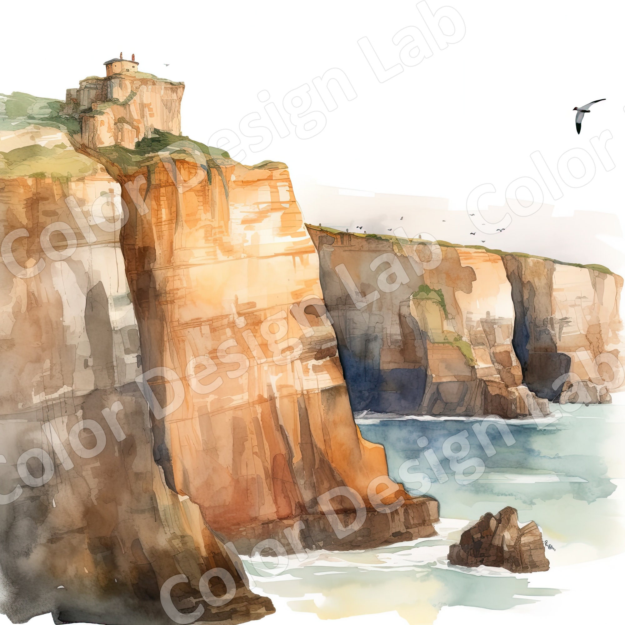 Soaring Coast Cliffs Printable Clipart 8 High-resolution - Etsy