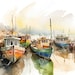 Fishing Boats at Harbor Printable Clipart, Set of 8 High-resolution ...