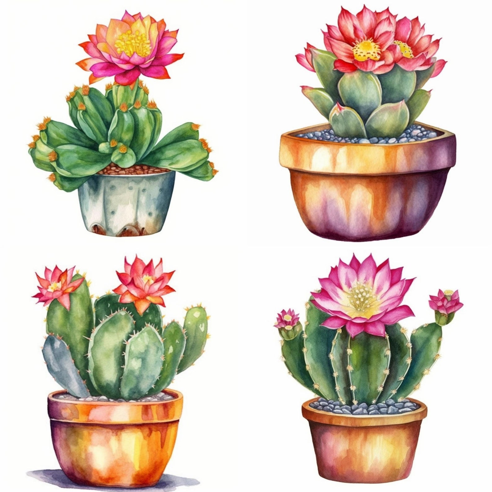 Cactus With Flower Clipart Set of 12 PNG Digital Download - Etsy
