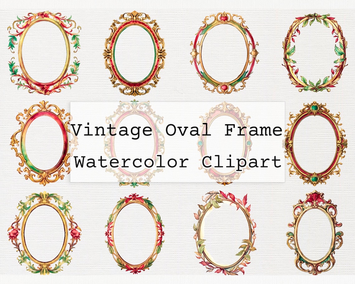 Vintage Oval Frame Clipart. 36 Quality Transparent Png Digital - Etsy