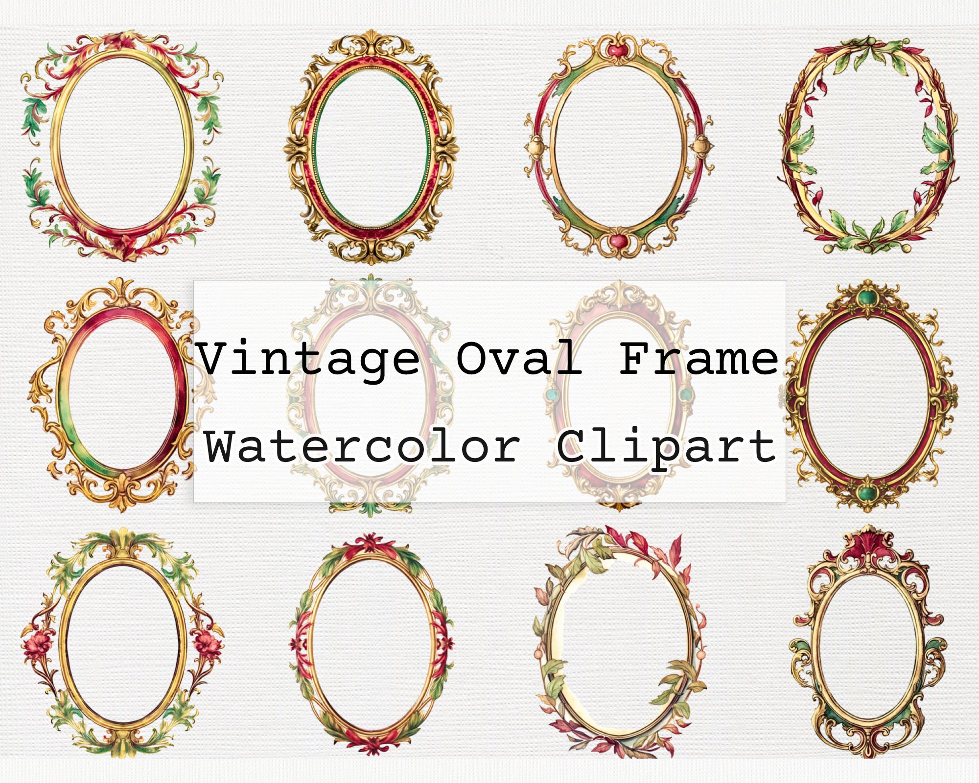 Vintage Oval Frame Clipart. 36 Quality Transparent Png Digital - Etsy