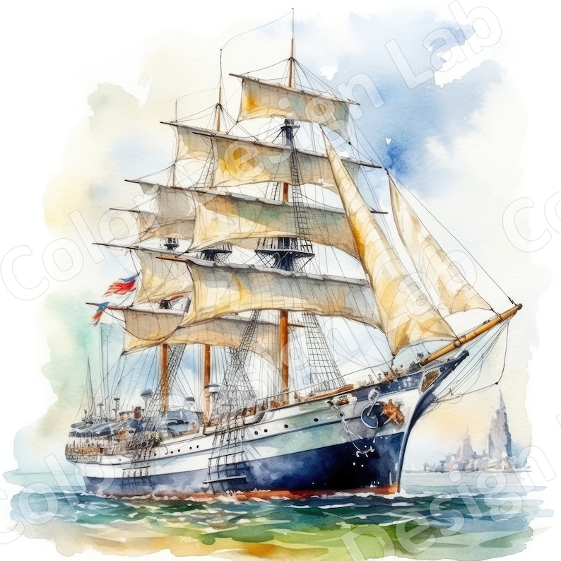 Clipper Ship Digital Download Set of 4 High-resolution PNG - Etsy