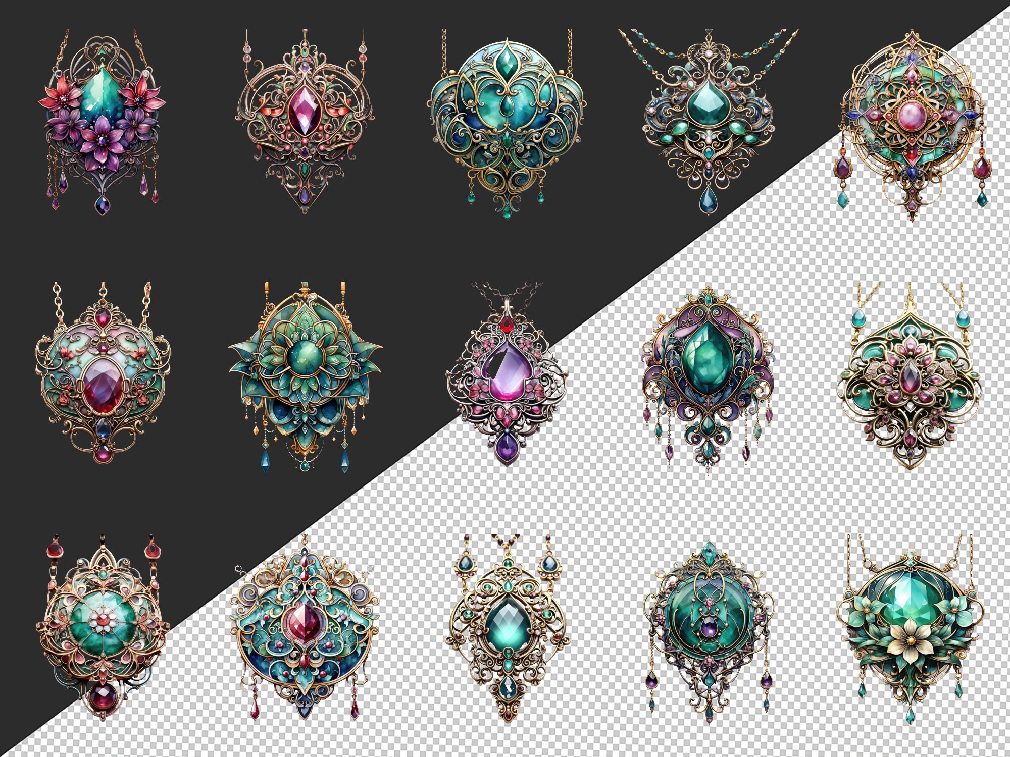 Enchanted Amulet Clipart Bundle of 36 Quality Transparent - Etsy