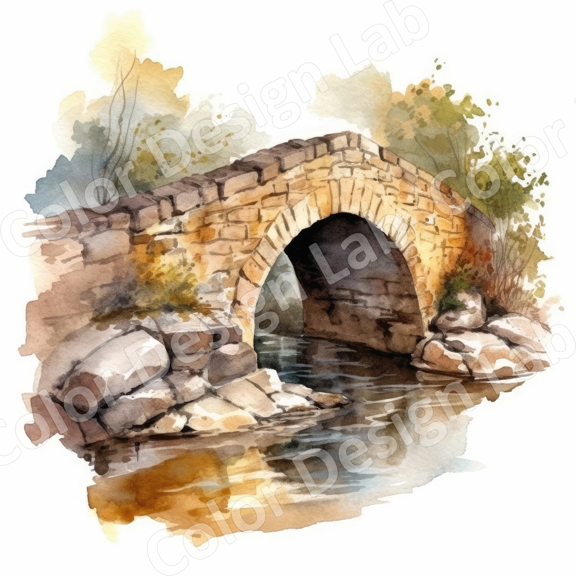 Rustic Stone Bridge Printable Clipart High-resolution Digital - Etsy
