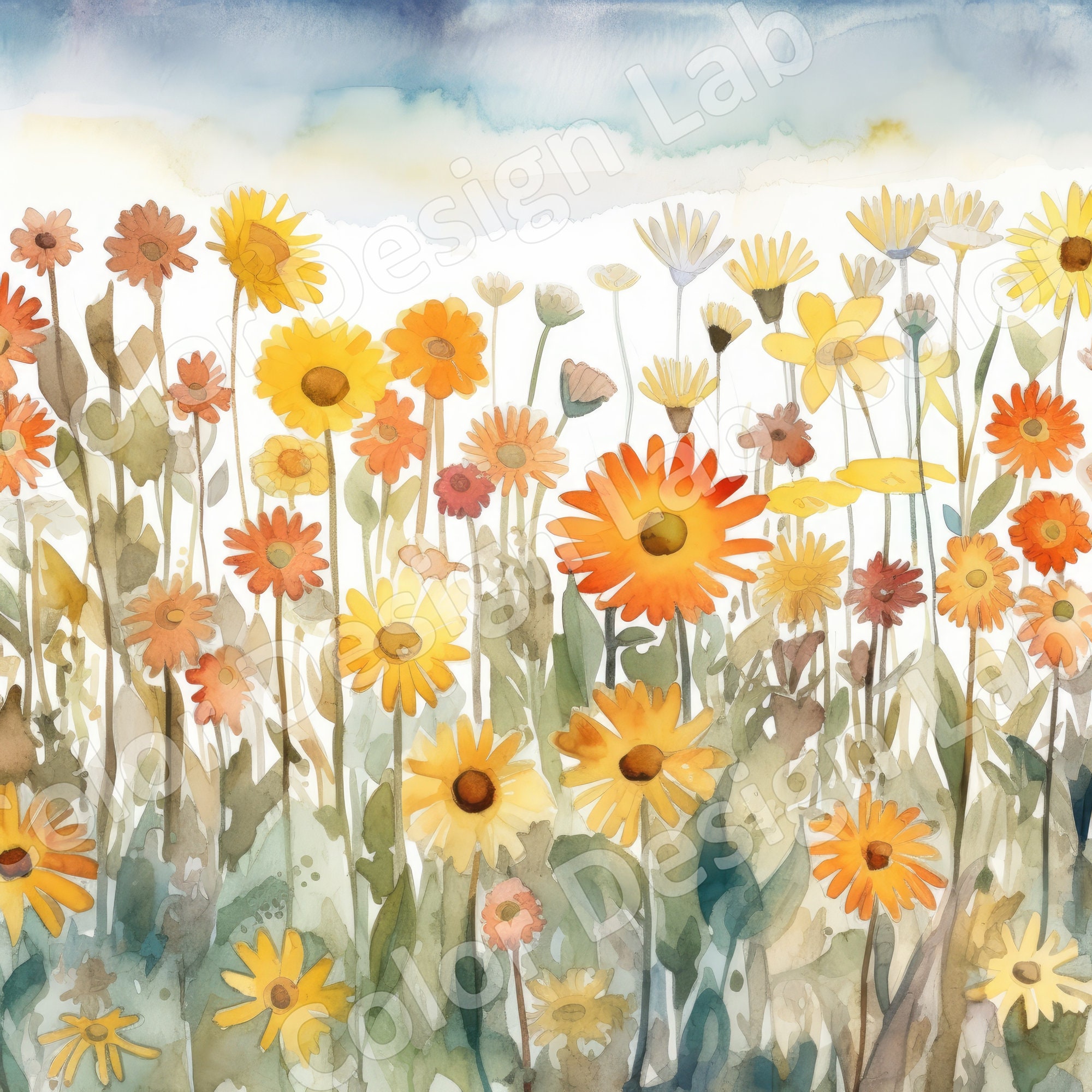 Sun-kissed Flower Field Printable Art, Digital Download 8 Image Pack ...