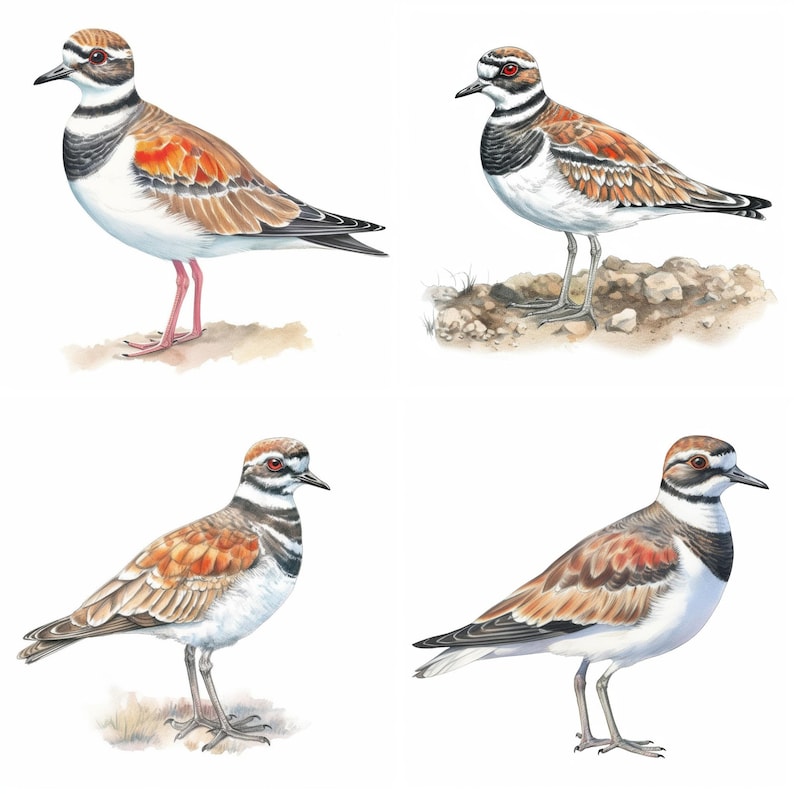 Killdeer Bird Clipart Set of 8 Printable PNG Art Commercial - Etsy